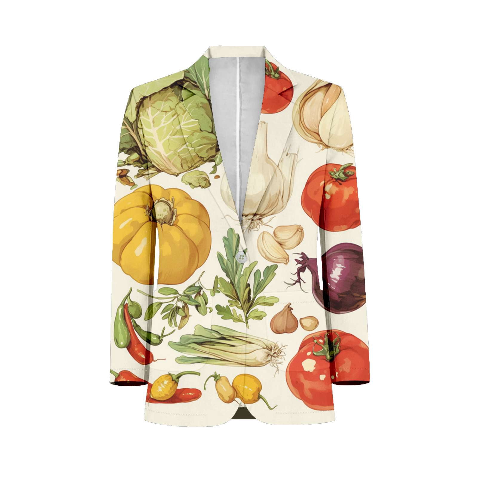 Harvest Watercolor Vegetables Fruits Mens Suits Shawl Collar Slim Fit ...