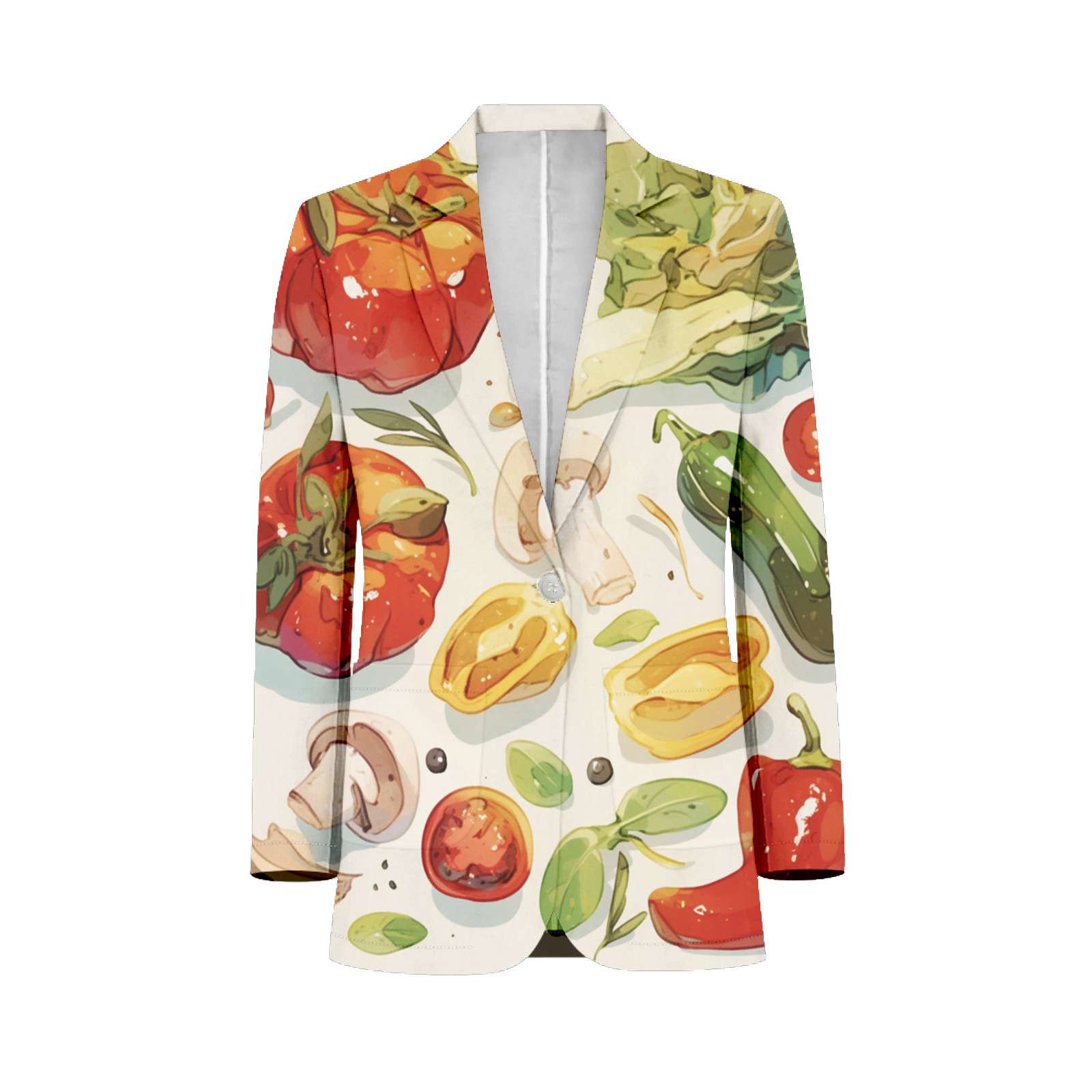 Harvest Watercolor Vegetables Fruits Mens Suits Shawl Collar Slim Fit ...