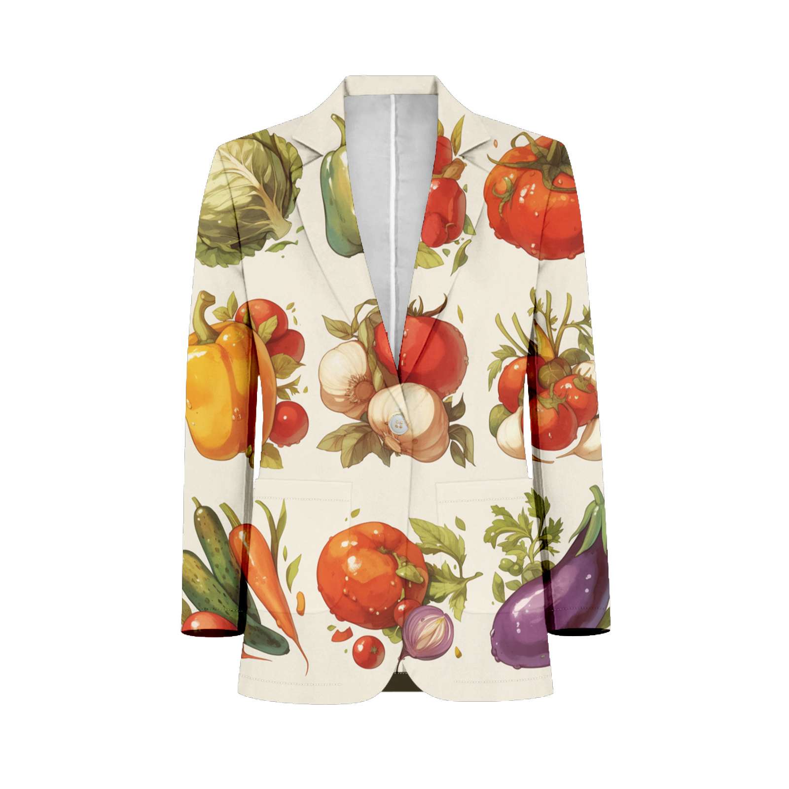Harvest Watercolor Vegetables Fruits Mens Suits Shawl Collar Slim Fit ...
