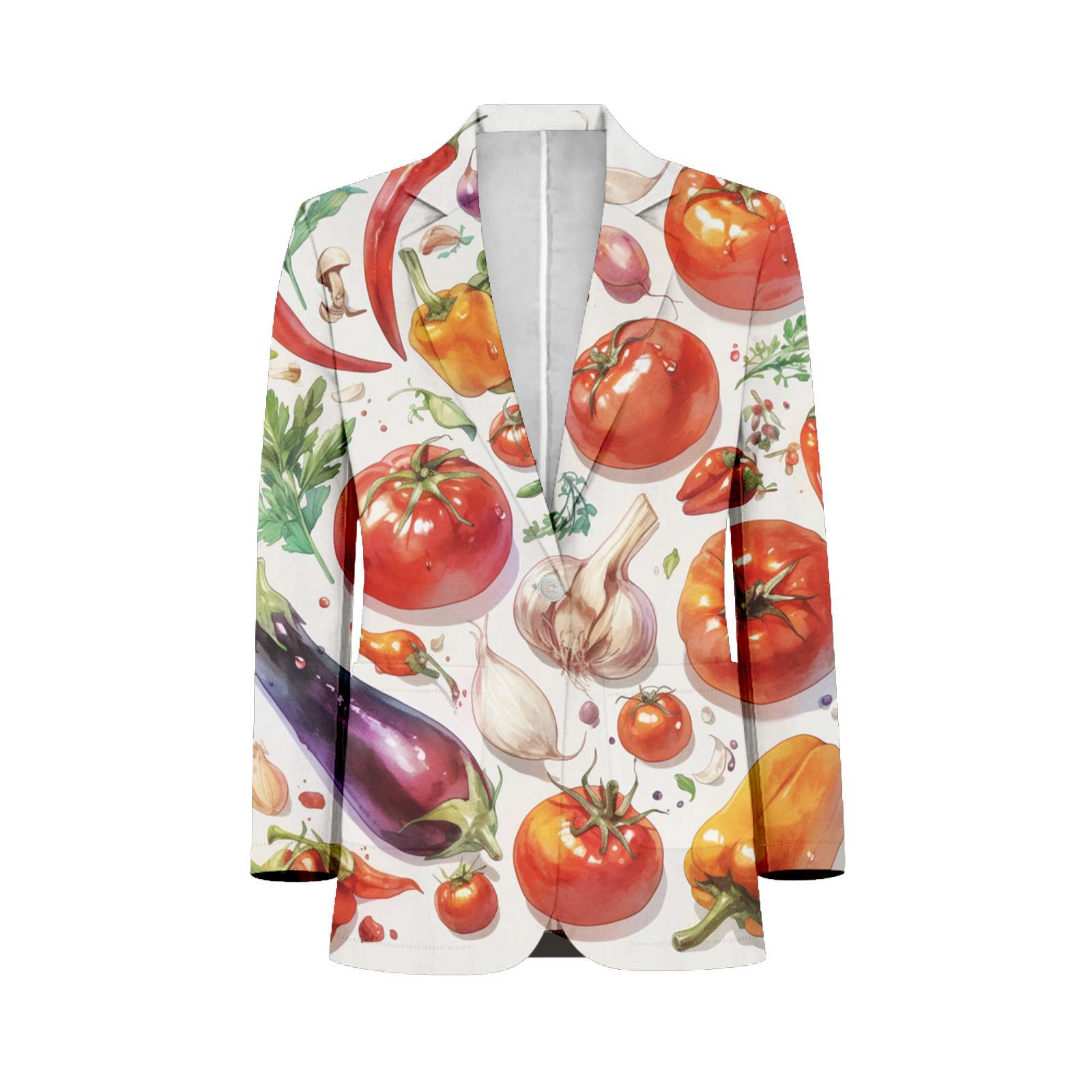 Harvest Watercolor Vegetables Fruits Mens Suits Shawl Collar Slim Fit ...