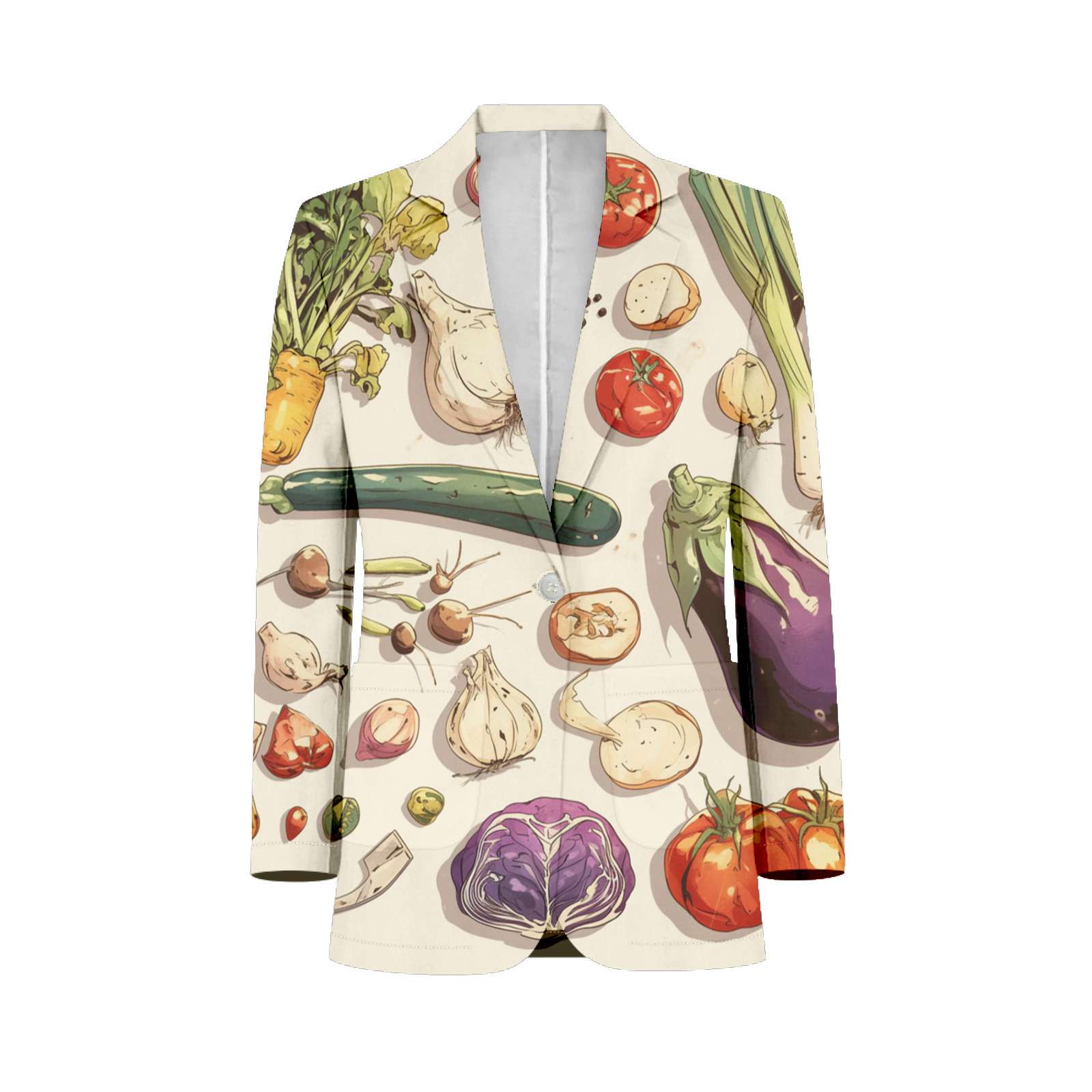 Harvest Watercolor Vegetables Fruits Mens Suits Shawl Collar Slim Fit ...