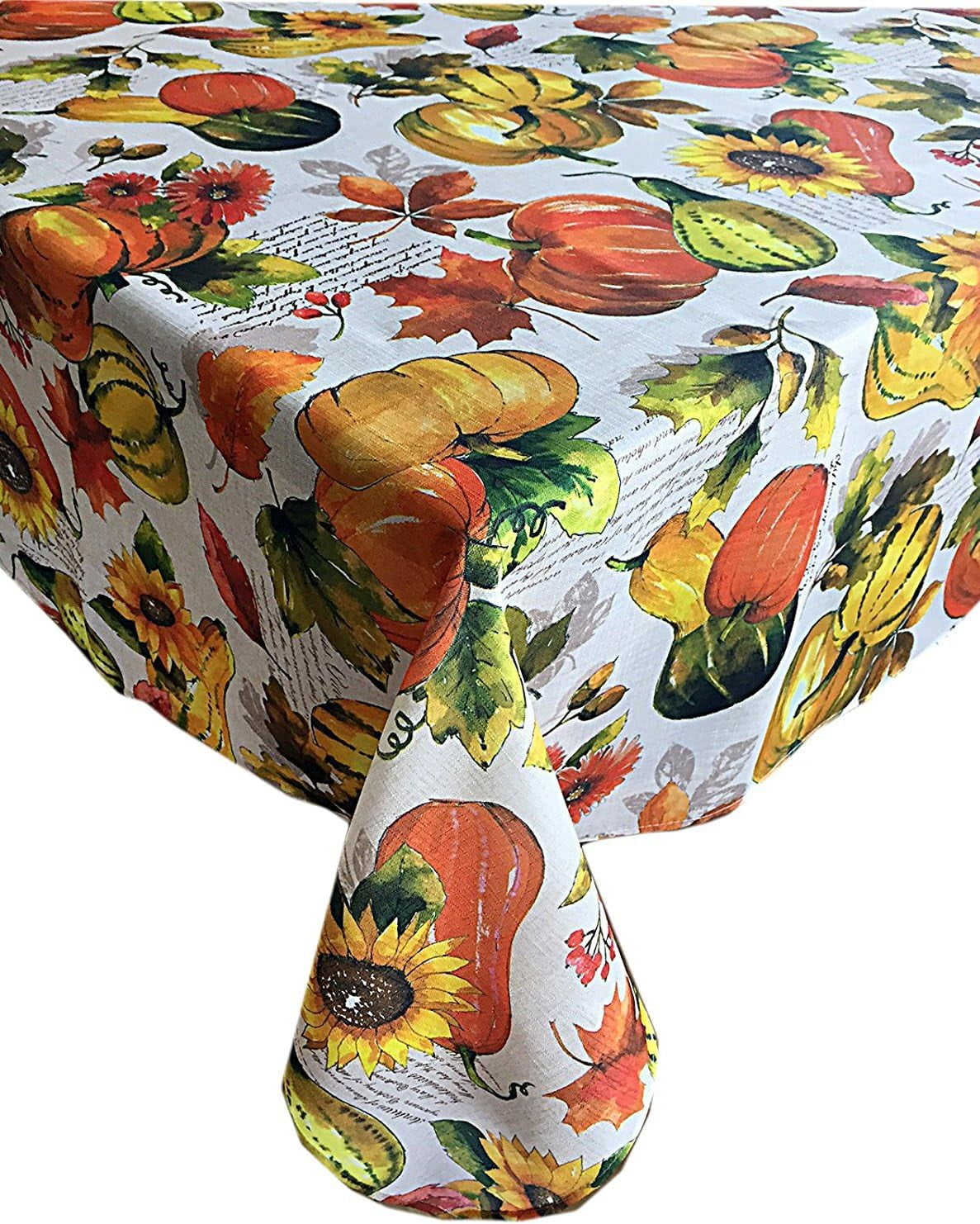 Harvest at Home Fall Leaves and Gourds Thanksgiving Tablecloth, 60 in x ...