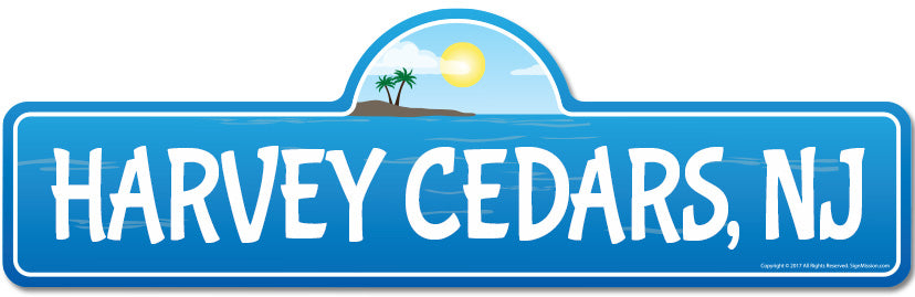 Harvey Cedars NJ New Jersey Beach Street Sign | Indoor/Outdoor | Surfer ...