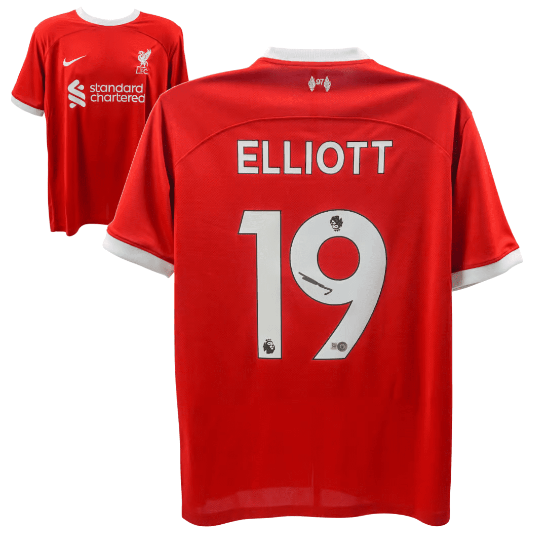 Harvey Elliott Signed Liverpool FC Home Soccer Jersey #19 with Beckett ...