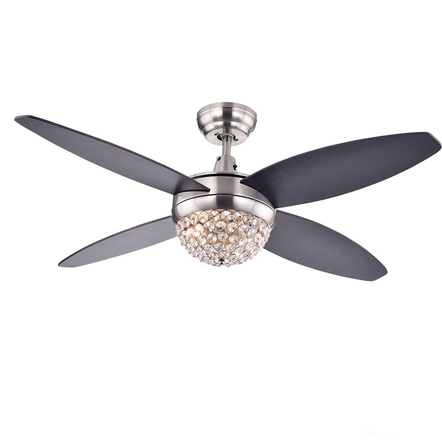 Harvin 4-Blade 2-Light Wood Satin Nickel Crystal Ceiling Fan - Walmart.com