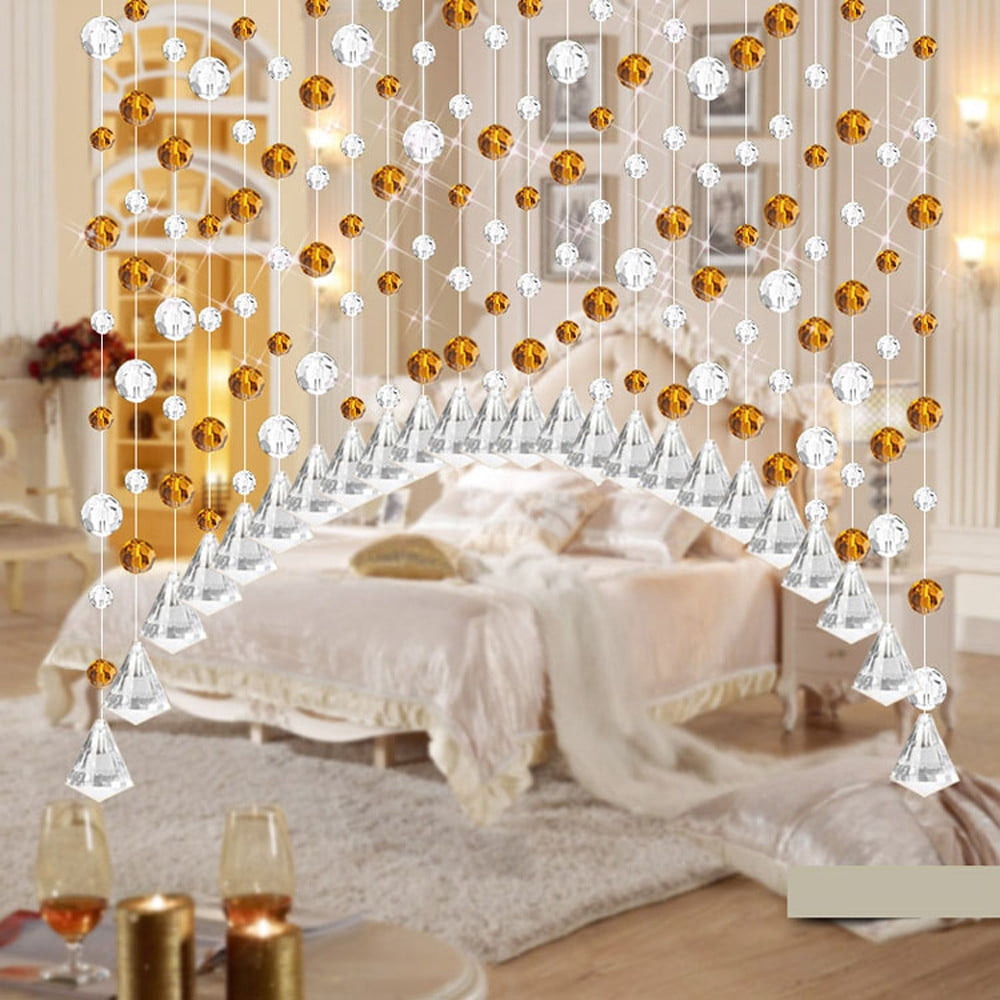 Harvn Clearance Arc-Shaped Finished Crystal Bead Curtains In Amber ...