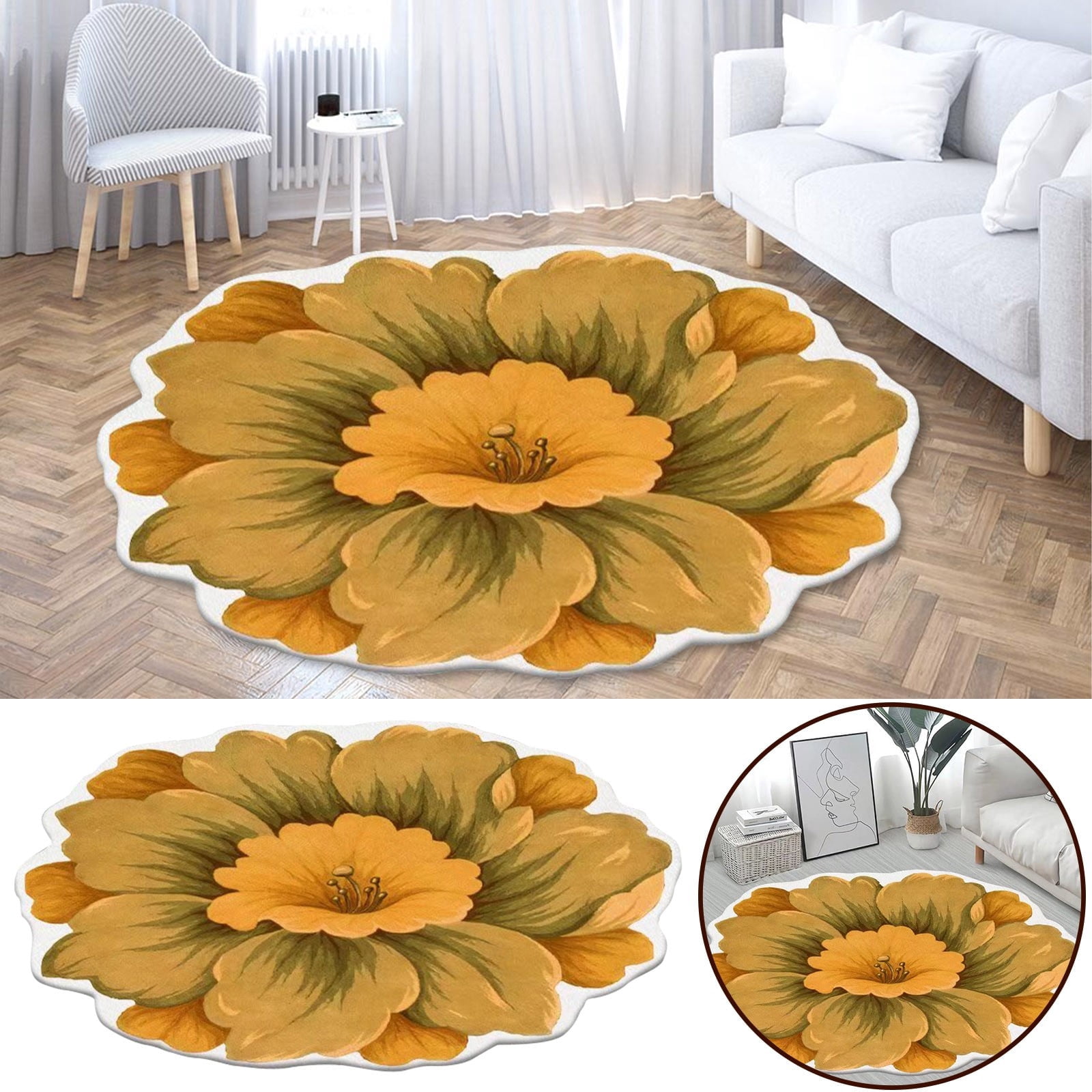 Harvn Closeout The Diameter Of The 3D Irregular-Shaped Flower Floor Mat ...