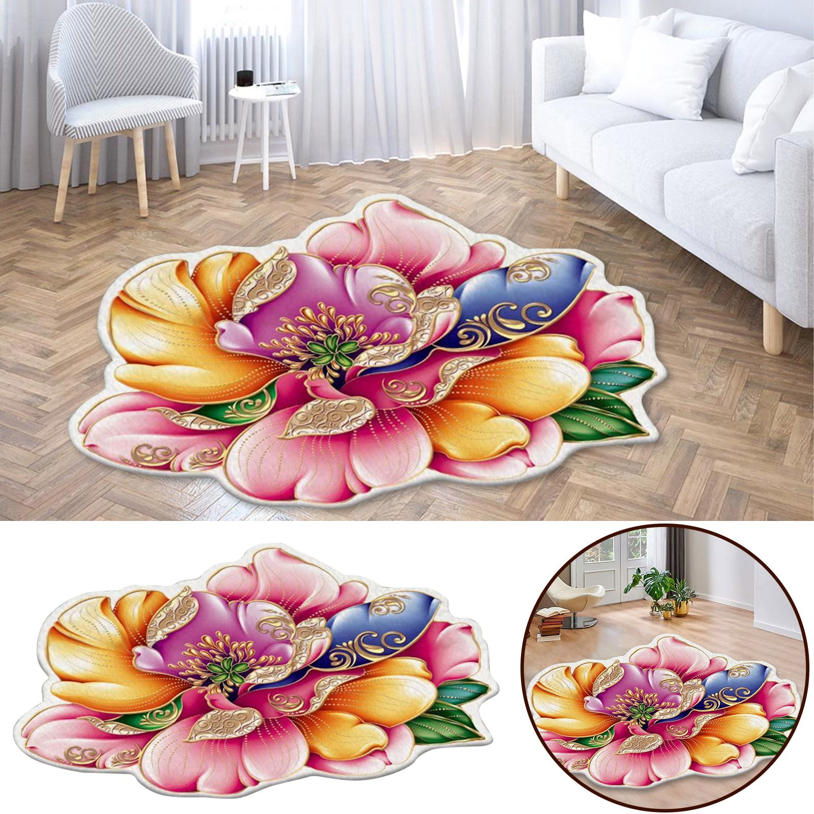 Harvn Closeout The Diameter Of The 3D Irregular-Shaped Flower Floor Mat ...