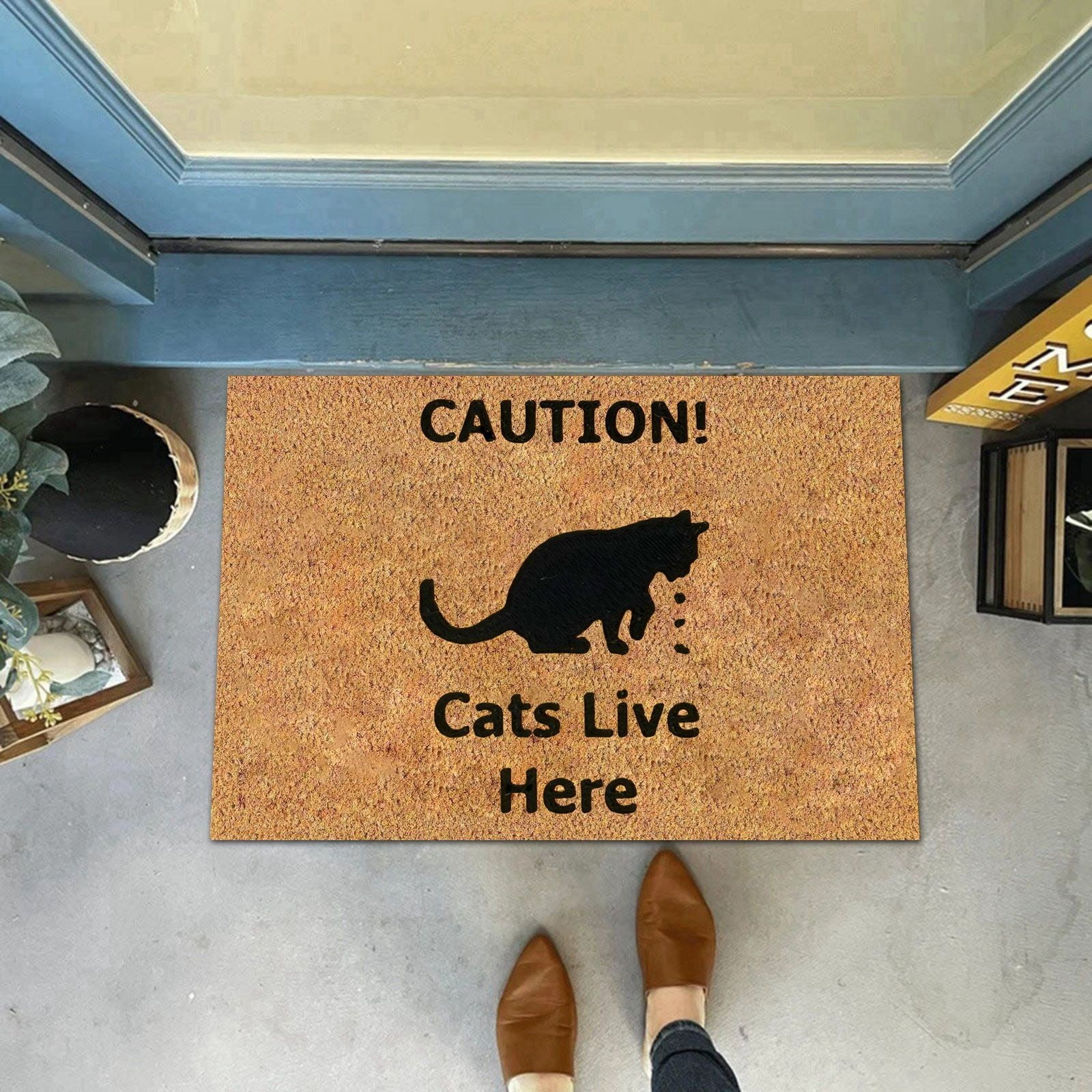 Harvn Final Reduction Fun Vomiting Animal Doormat Vomit Cat Caution Cat ...