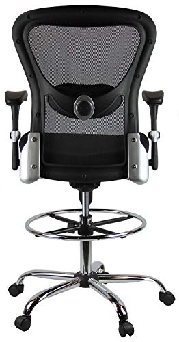 Harwick Deluxe Mesh Drafting Stool with Arms - Black - Walmart.com