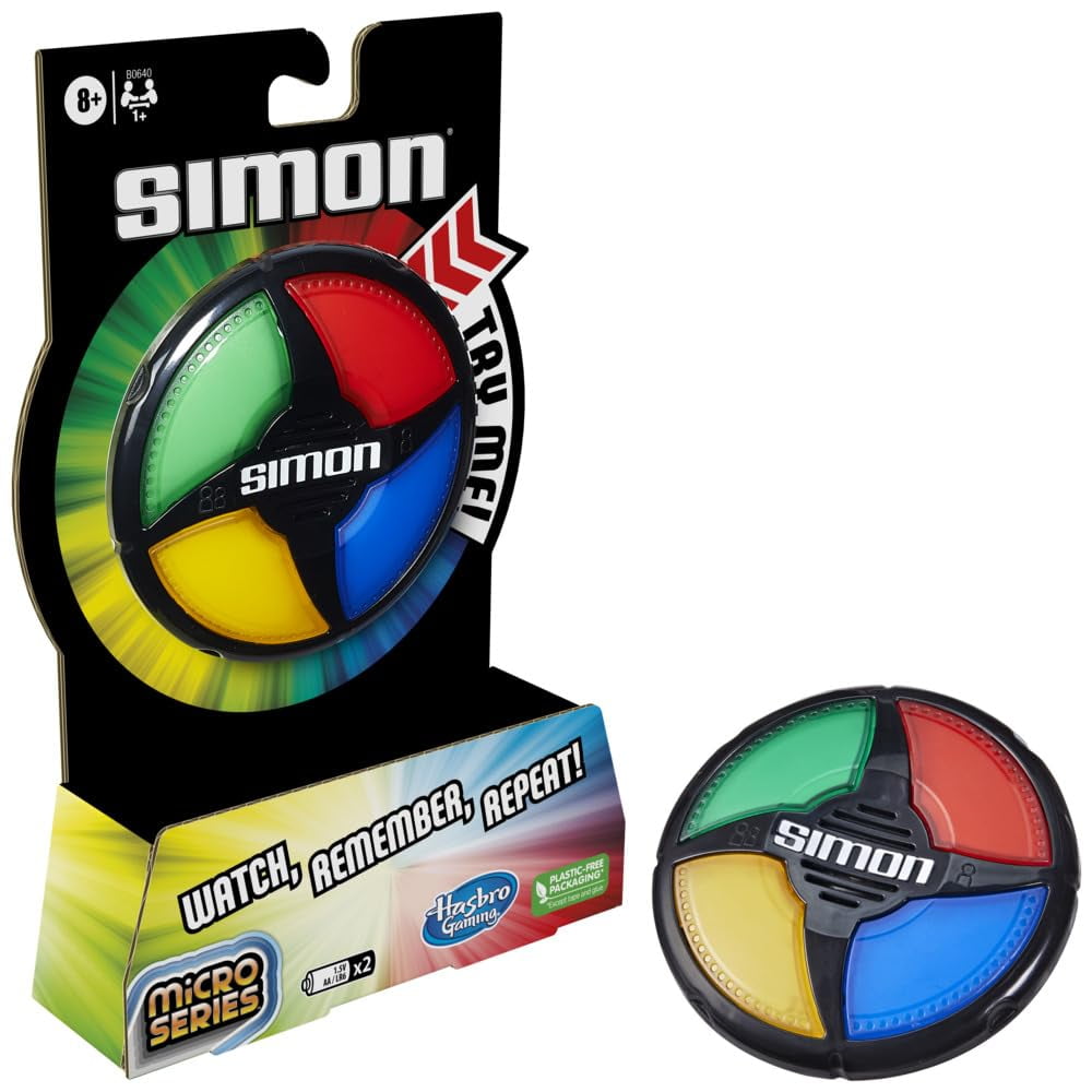 Hasbro Gaming Simon Micro SSF20 Series Electronic Game for 1 or More Players, Classic Simon ...