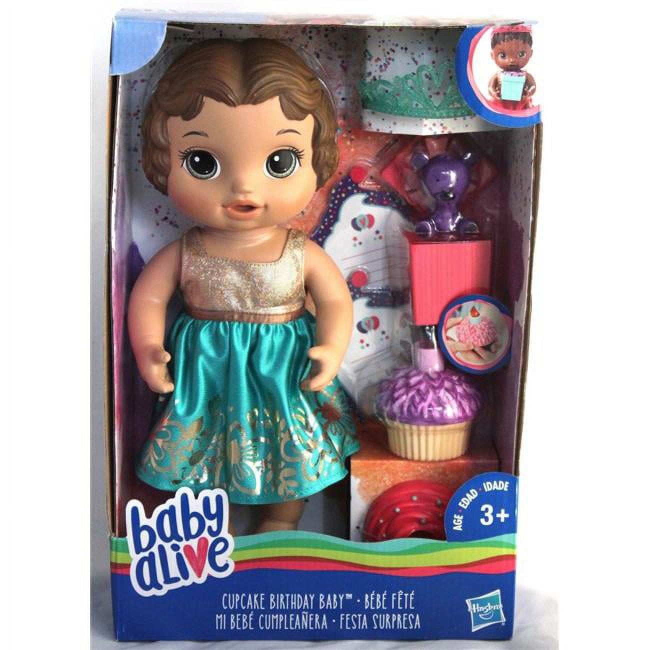 Hasbro HSBE0597 Baby Alive Cupcake Birthday Baby Brunette - 2 - Walmart.com