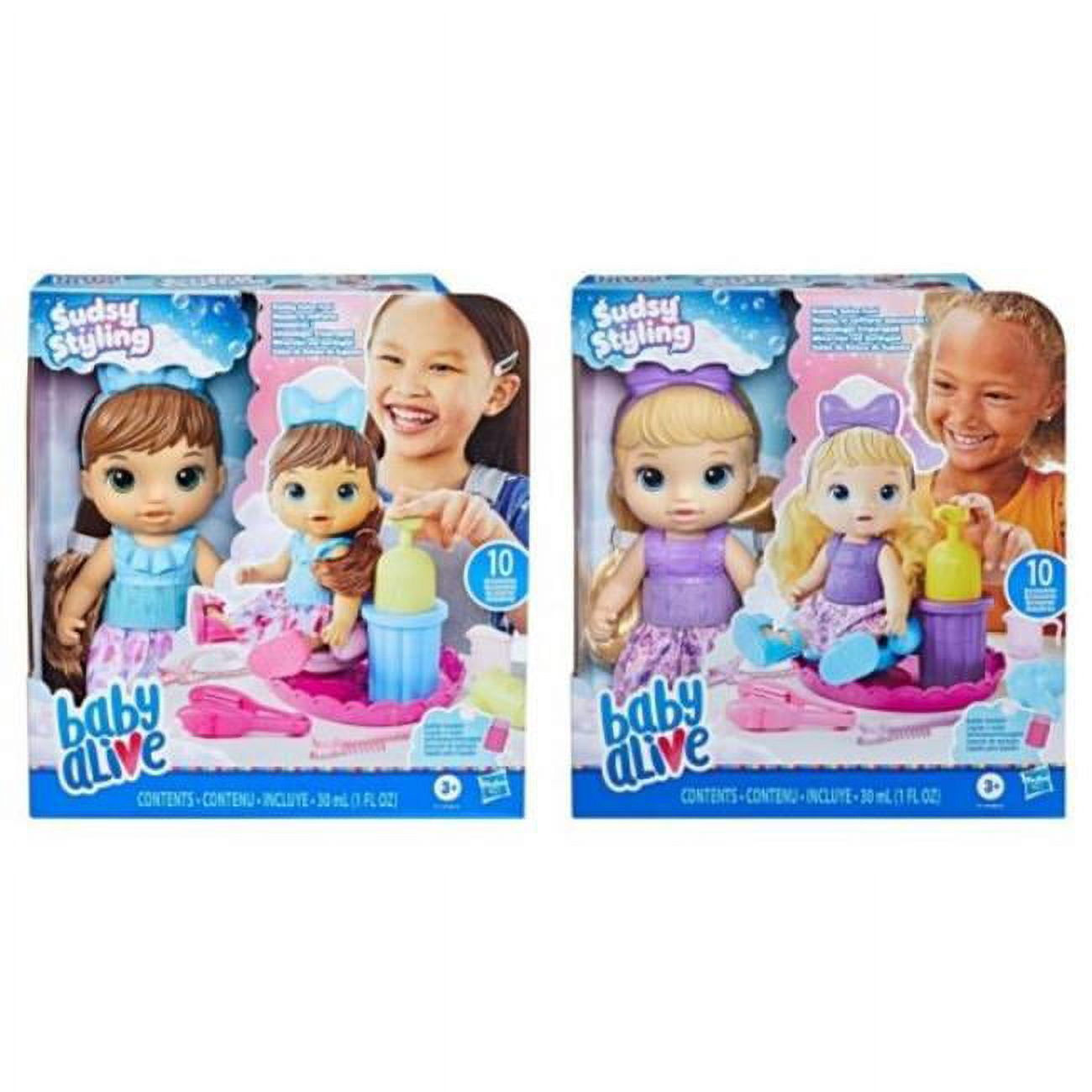 Hasbro HSBF5088 Baby Alive Sudsy Styling Doll, Assorted Color - Set of ...