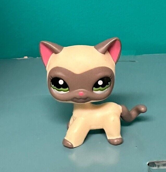 Hasbro Littlest Pet Shop #1116 Grey Masked Cream Cat LPS Short Hair ...