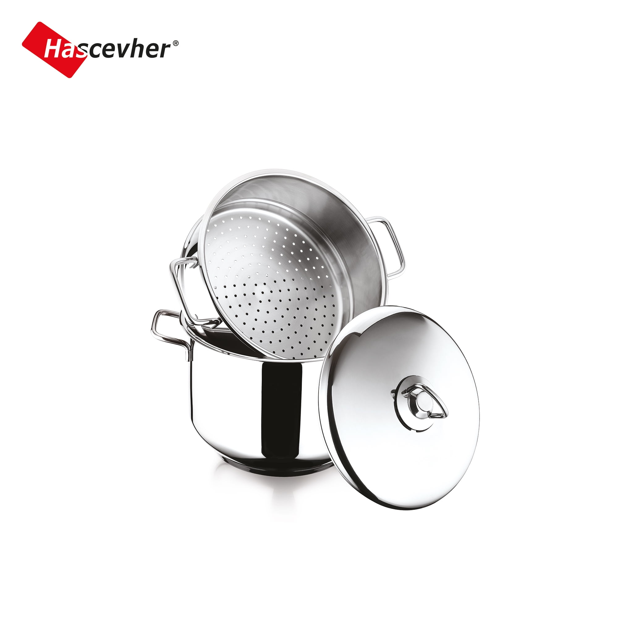 Hascevher Stainless Steel Steamer Cooking Pot Cooker Stack Insert -4 ...