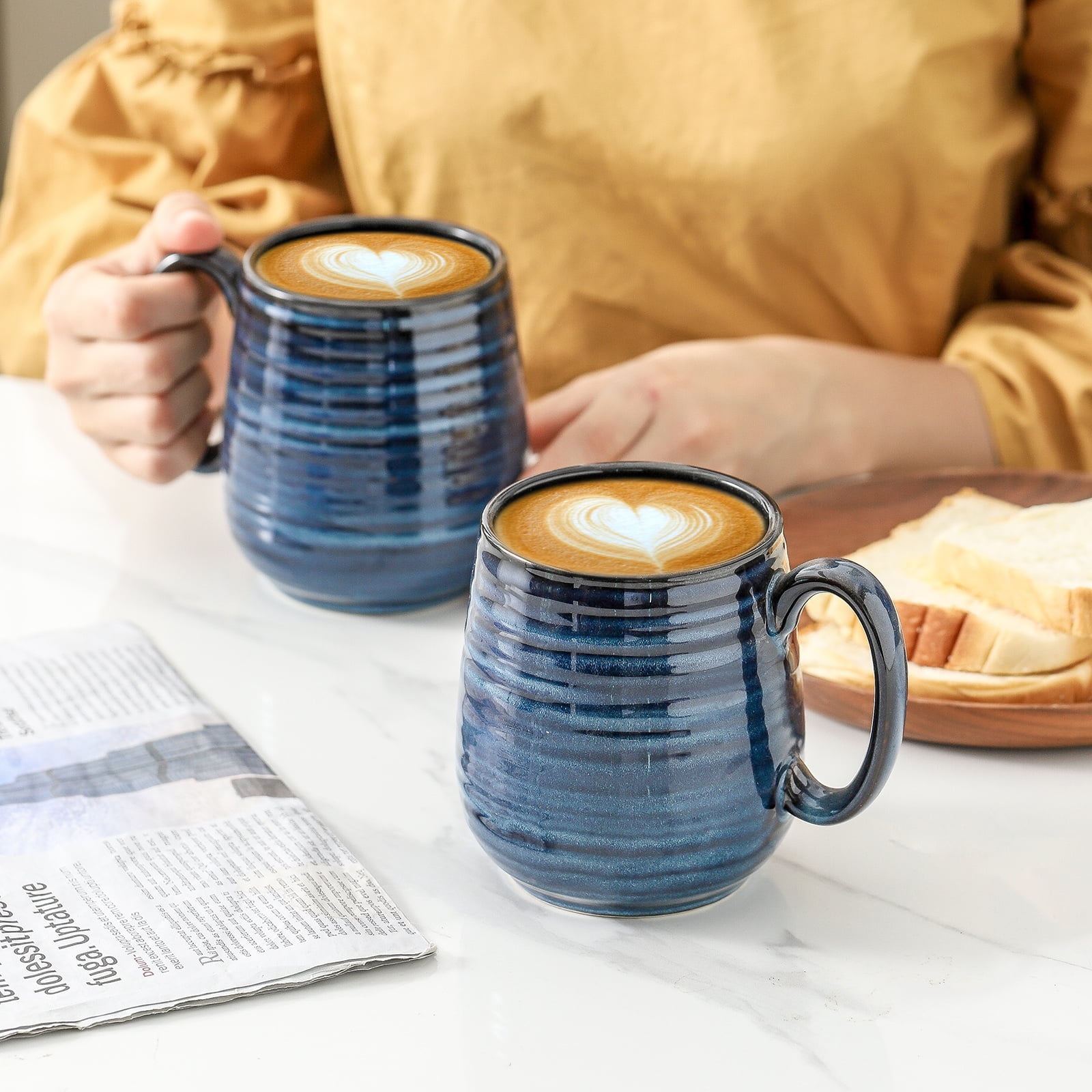 Hasense Coffee Mugs Set of 2, Ceramic 20 oz Coffee Cups for Office and ...