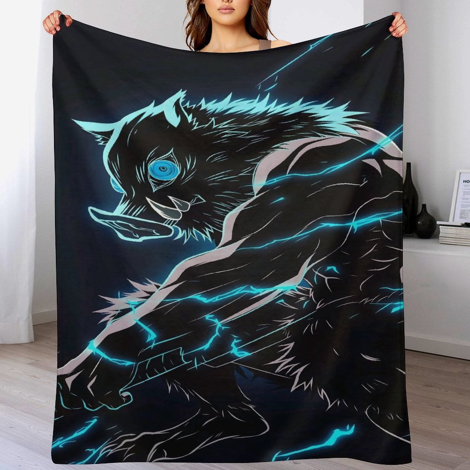 Hashibira Inosuke Blanket Cute Soft Lightweight Fuzzy Plush Throw ...