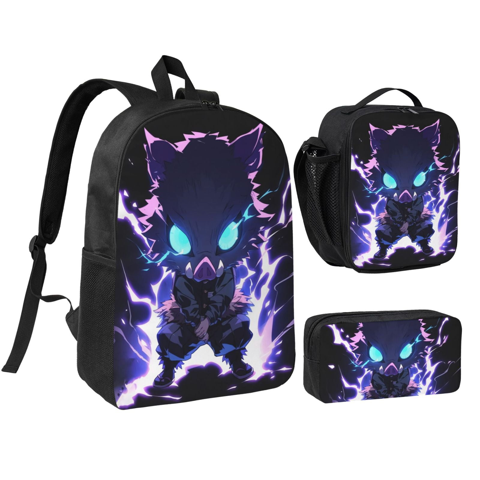 Hashibira Inosuke Laptop Backpack 3 Piece Set with Lunch Box And Pencil ...
