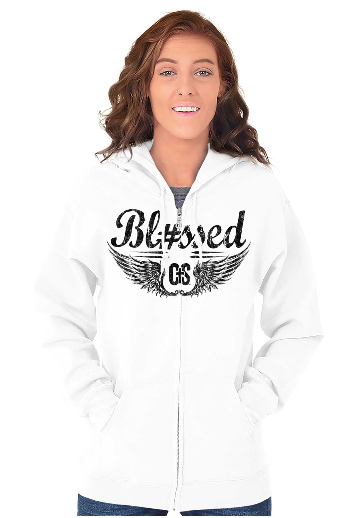 Hashtag Blessed Bless Religious Jesus Zip Up Hoodie Men's Women's ...