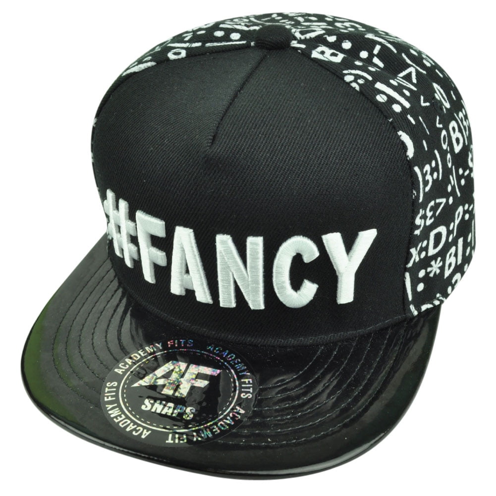 Hashtag Fancy Snapback Flat Bill Emoticons Symbol Smiley Faces Black ...