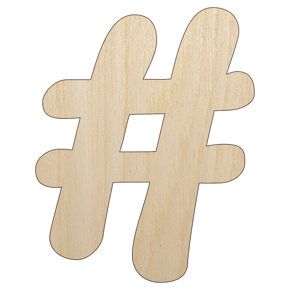 Hashtag Number Sign Wood Shape Unfinished Piece Cutout Craft DIY ...