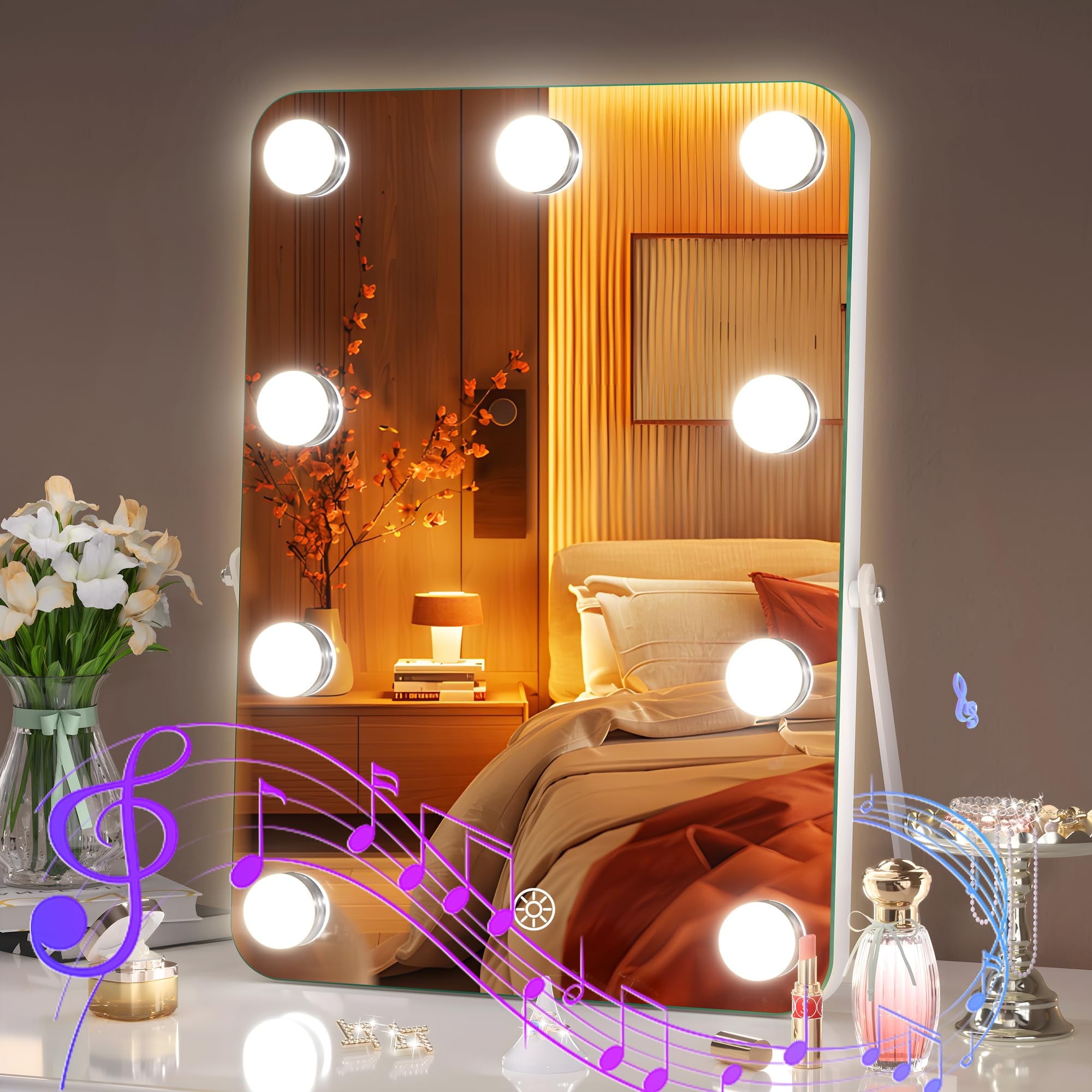 Hasipu 10" x 14" Hollywood LED Makeup Mirror with Bluetooth Speaker ...
