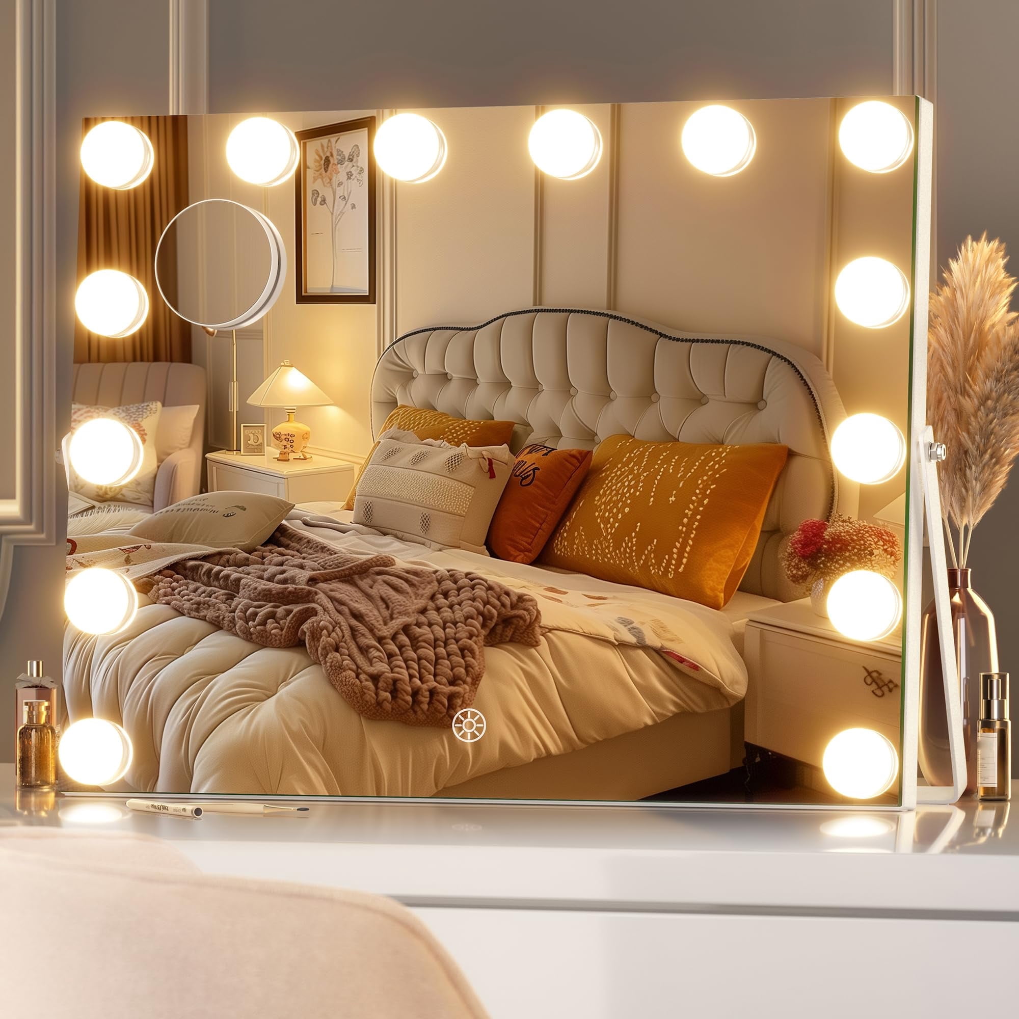 Hasipu 18" x 14" Hollywood Vanity Mirror with Lights White Makeup ...
