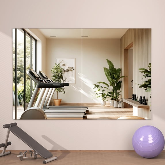 Hasipu 40"x30" Frameless Home Gym Mirror Large Full Length Wall Mirrors ...