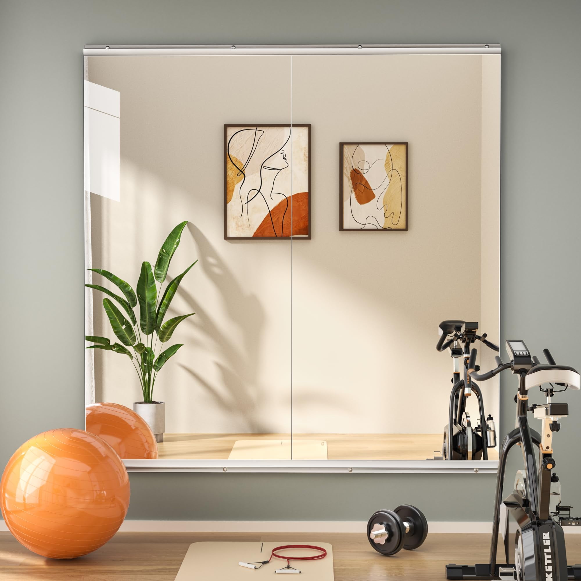 Hasipu 45"x27" Home Gym Mirror (2 PCS) - Large Full Body Wall Mirrors ...