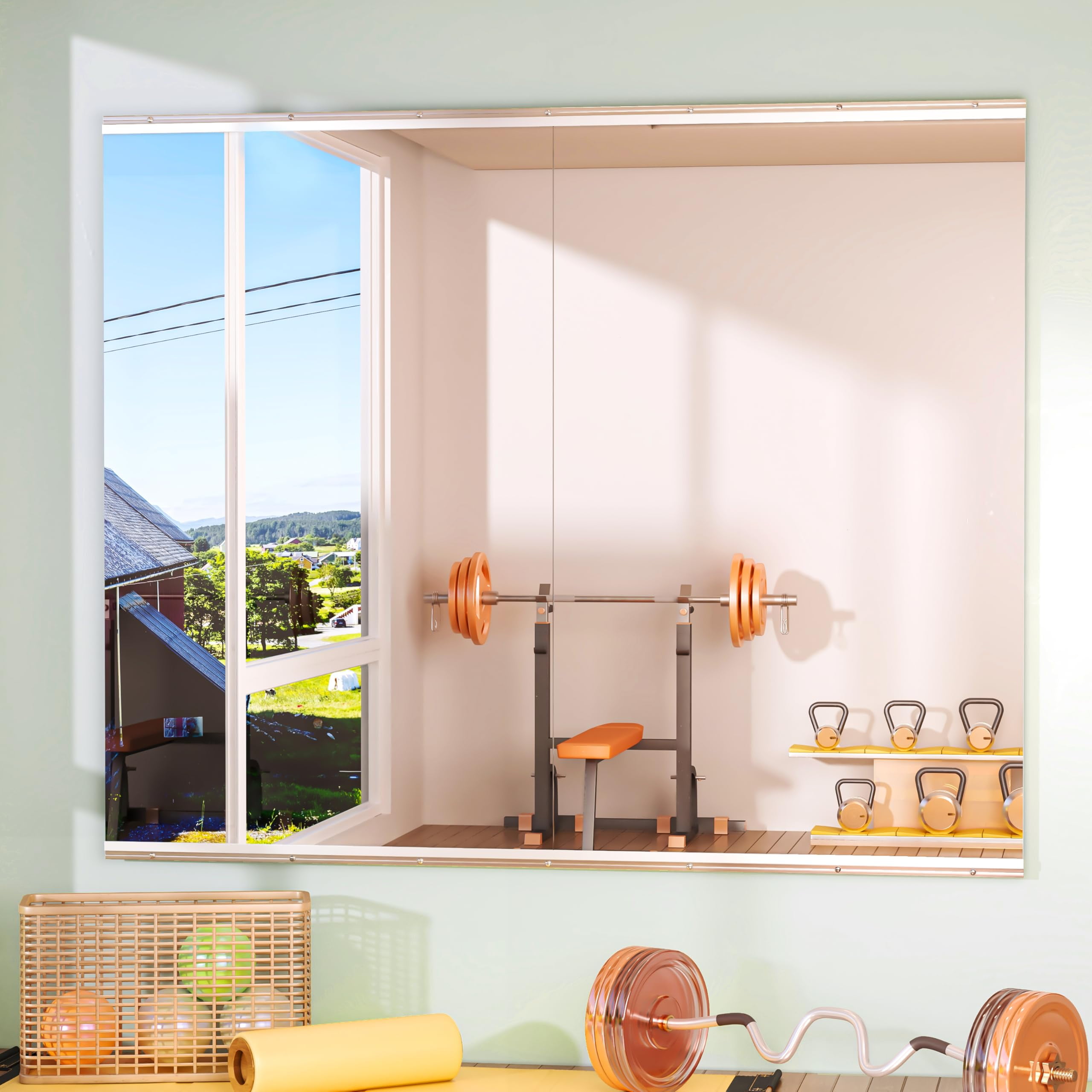 Hasipu 47"x30" Home Gym Mirror (2 PCS) - Large Full Length Wall Mirrors ...