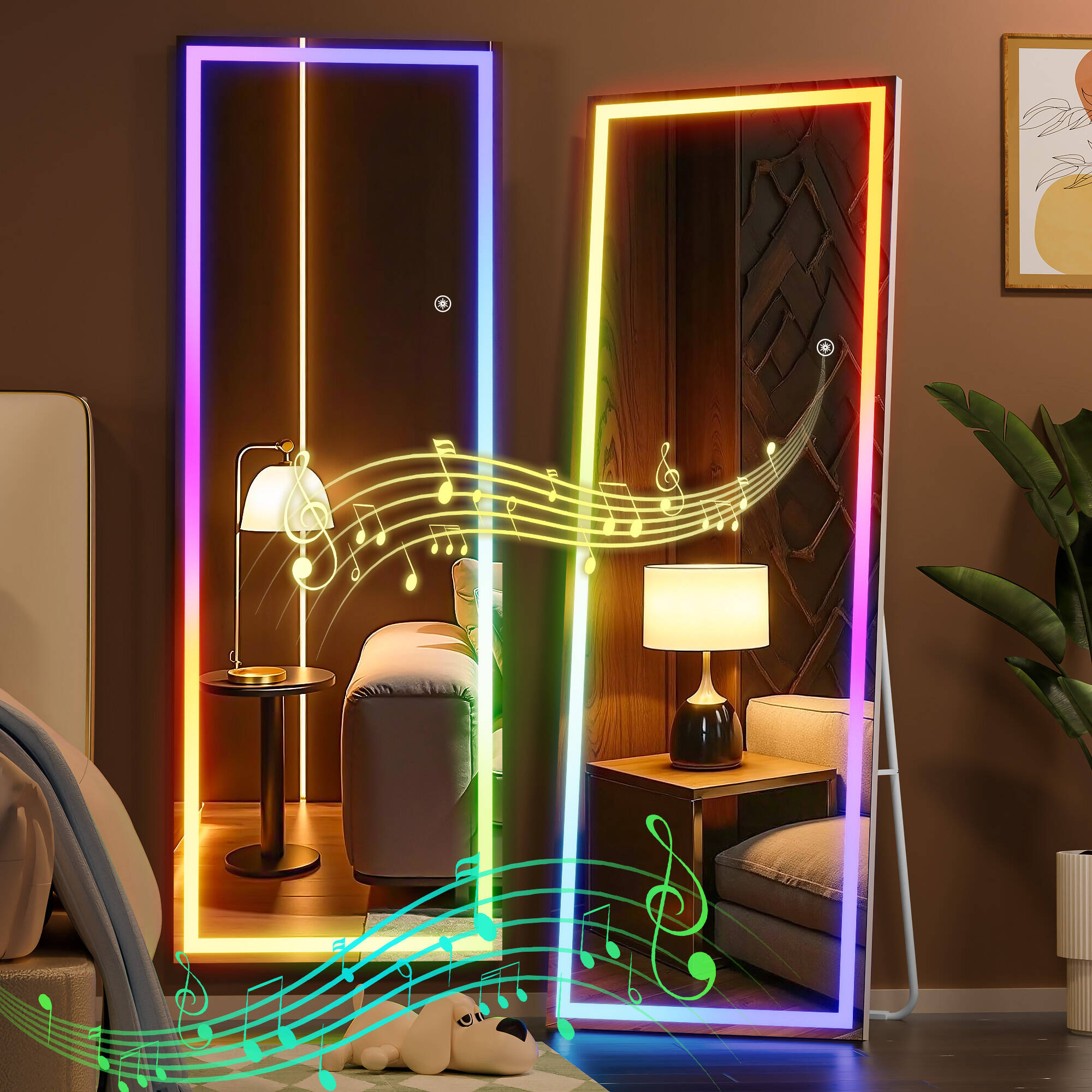 Hasipu 71" x 32" Arched Full Length Mirror with Wheels, 360° Swivel ...
