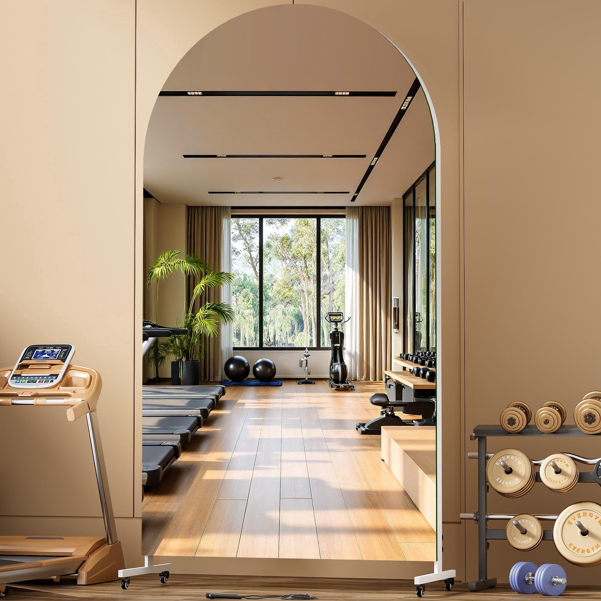 Hasipu 79" x 40" Arched Full Length Mirror with Wheels, 360° Swivel ...