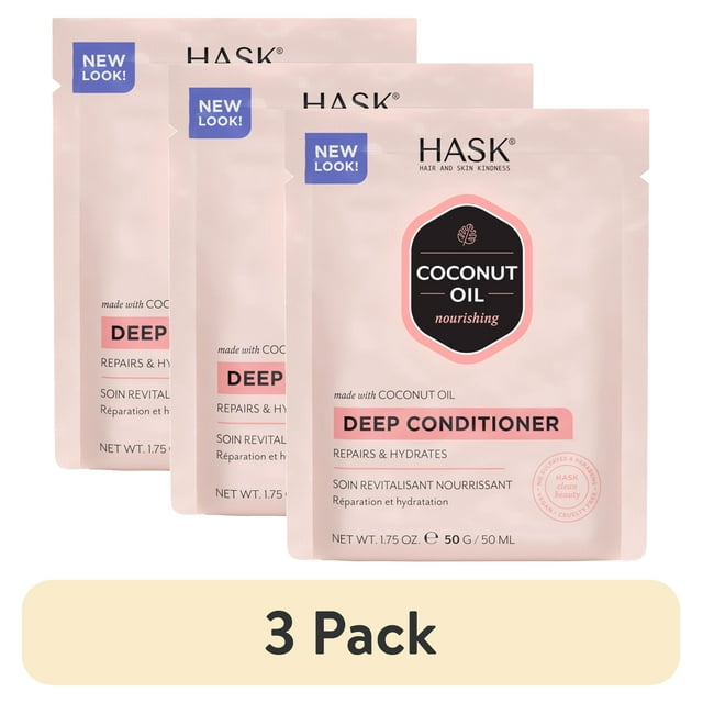 (3 pack) Hask Coconut Oil Nourishing Deep Conditioner Packet 1.75oz ...