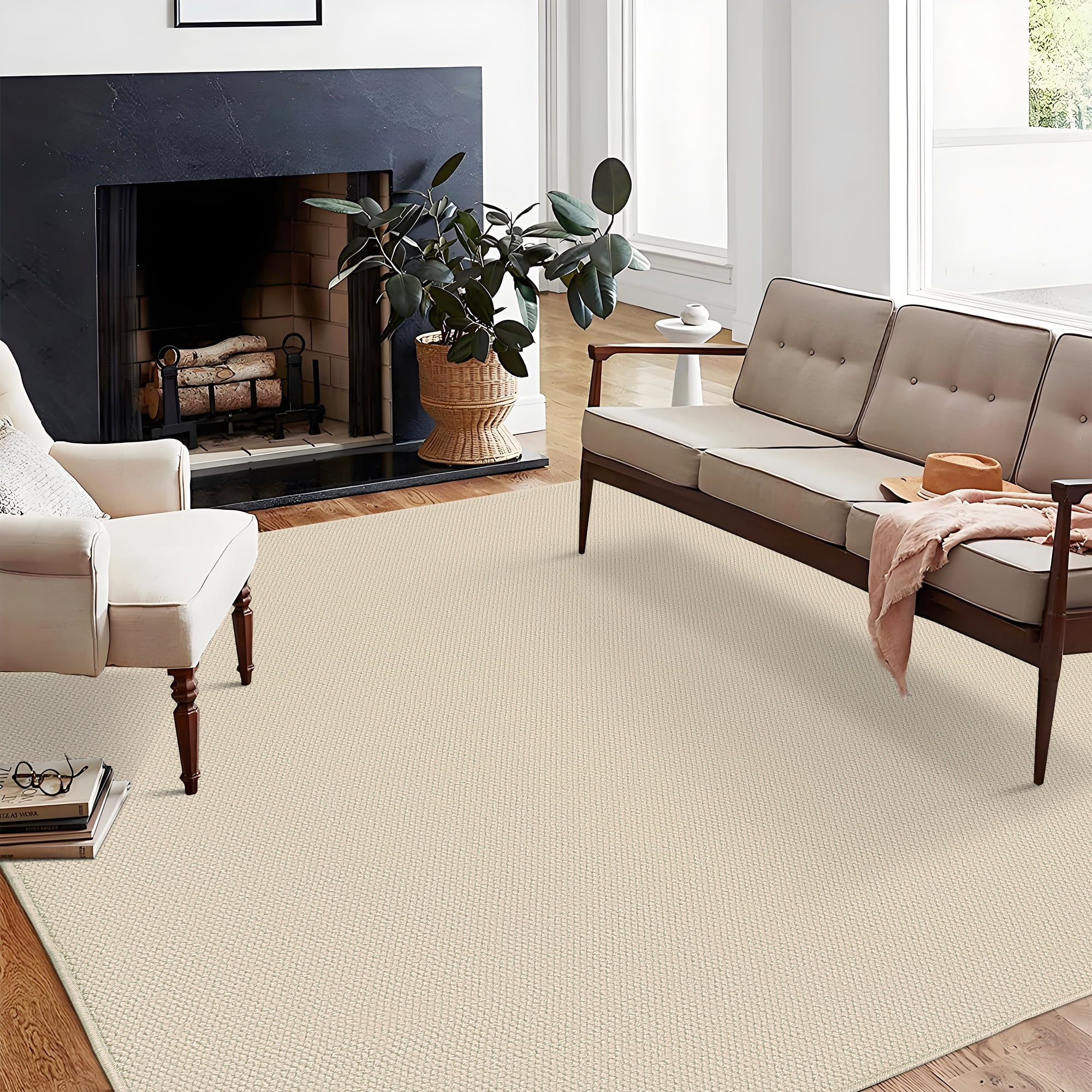 Hasoo 10' x 13' Area Rug for Living Room Solid Textured Vintage Rug Non ...