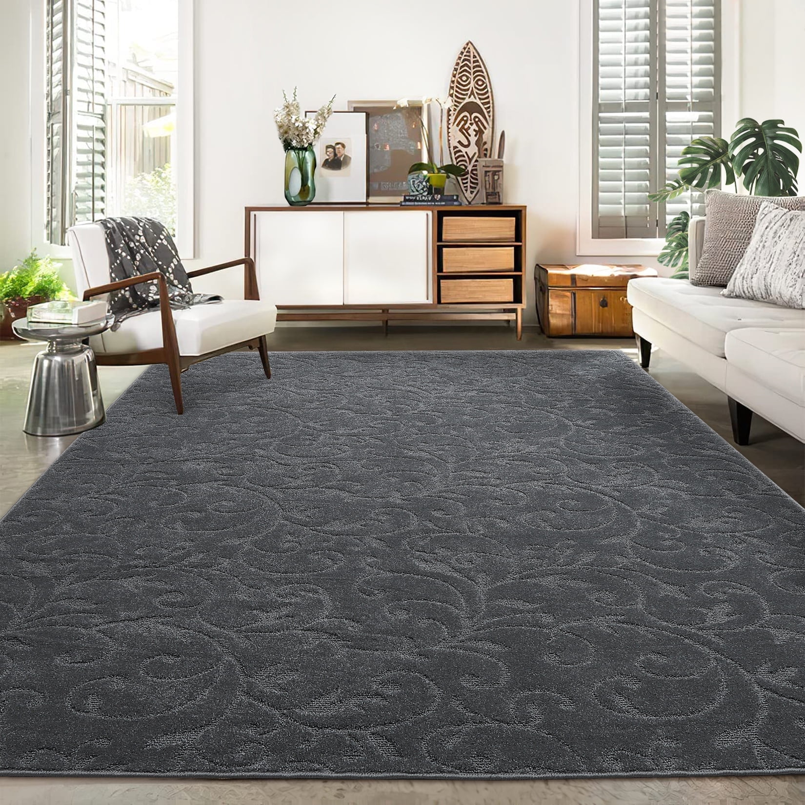 Hasoo 12' x 18' Large Area Rug for Living Room Modern Floral Rug Indoor ...