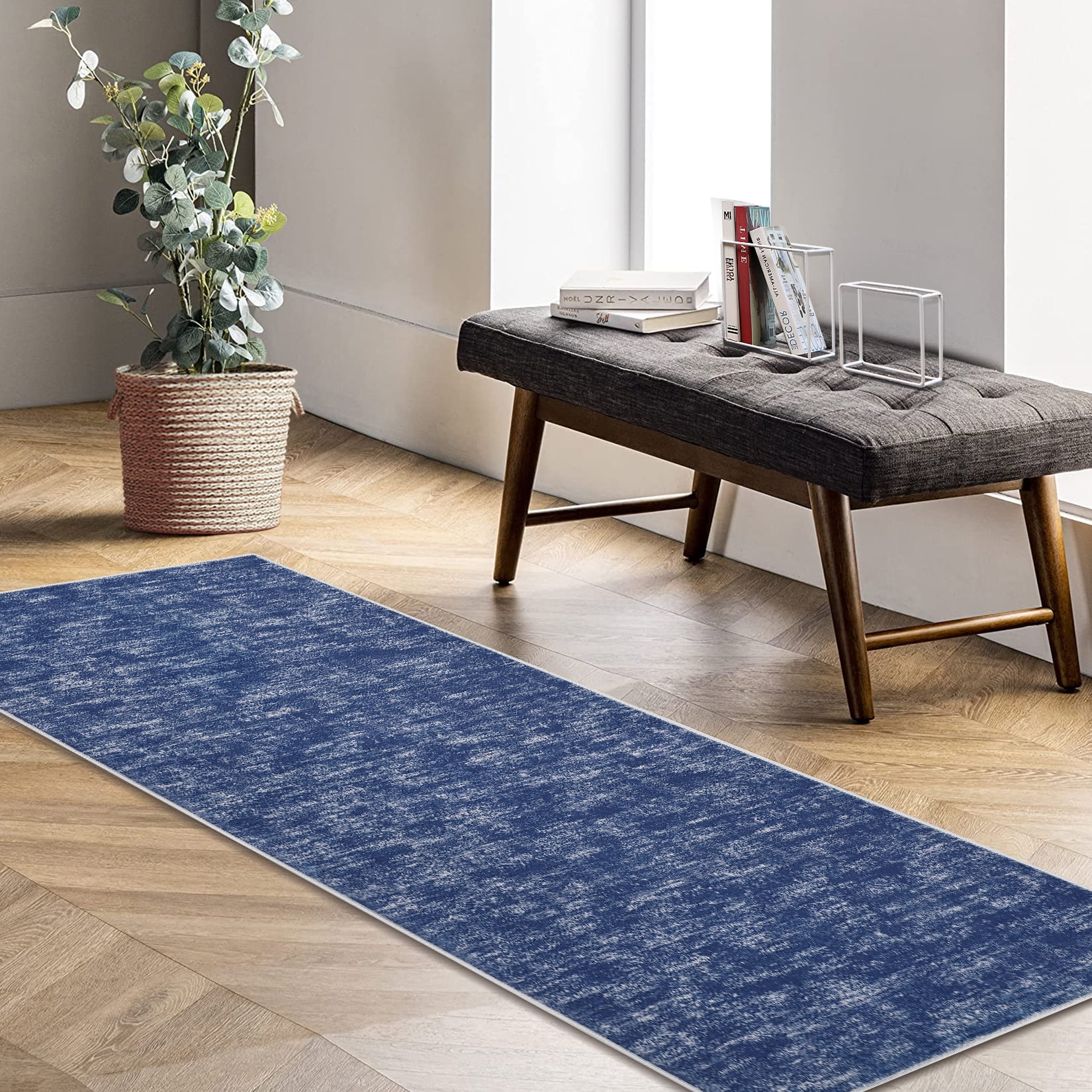 Hasoo 2'3" x 8' Runner Rug Solid Washable Rugs Runners for Hallways Non ...