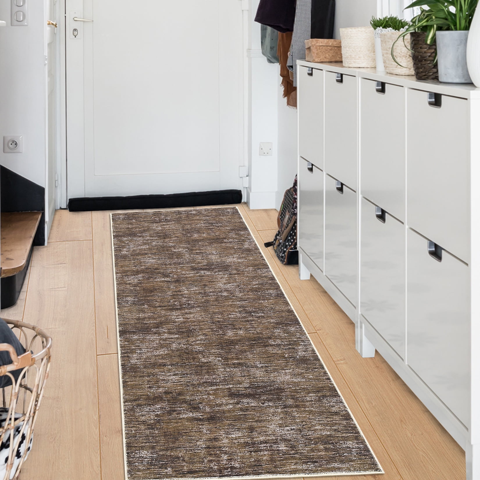 Hasoo 2'5" x 10' Runner Rug Solid Washable Rugs Runners for Hallways ...