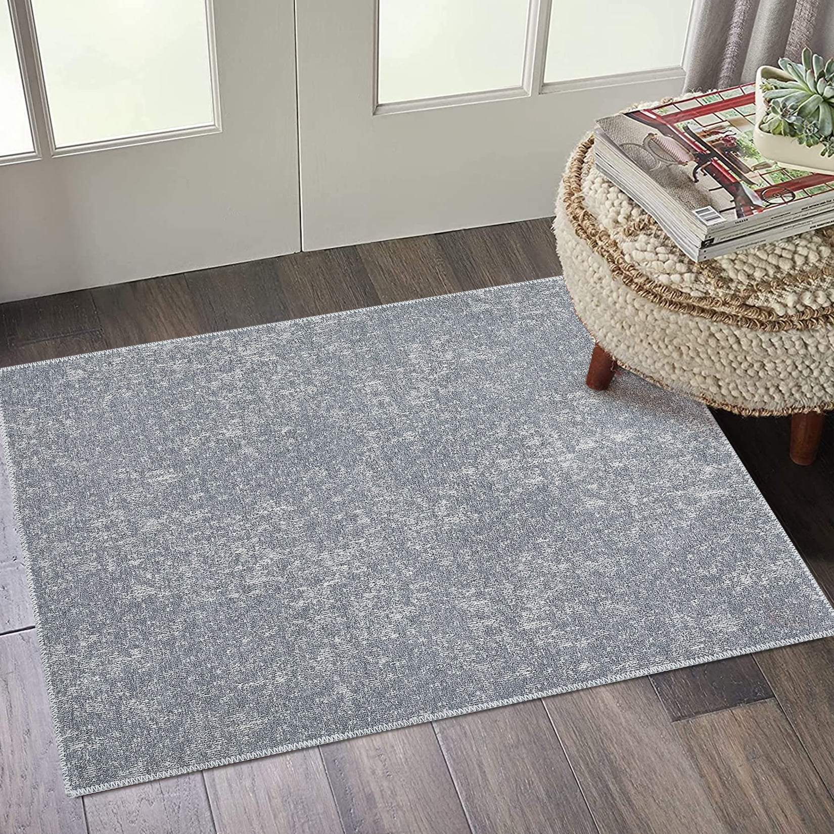 Hasoo 2' x 3' Entryway Small Area Rug Modern Solid Jacquard Textured ...