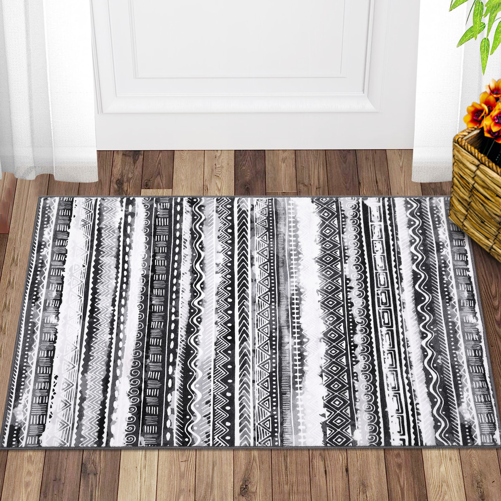 Hasoo 2' x 3' Small Boho Area Rug Geometric Bohemian Mat Machine ...