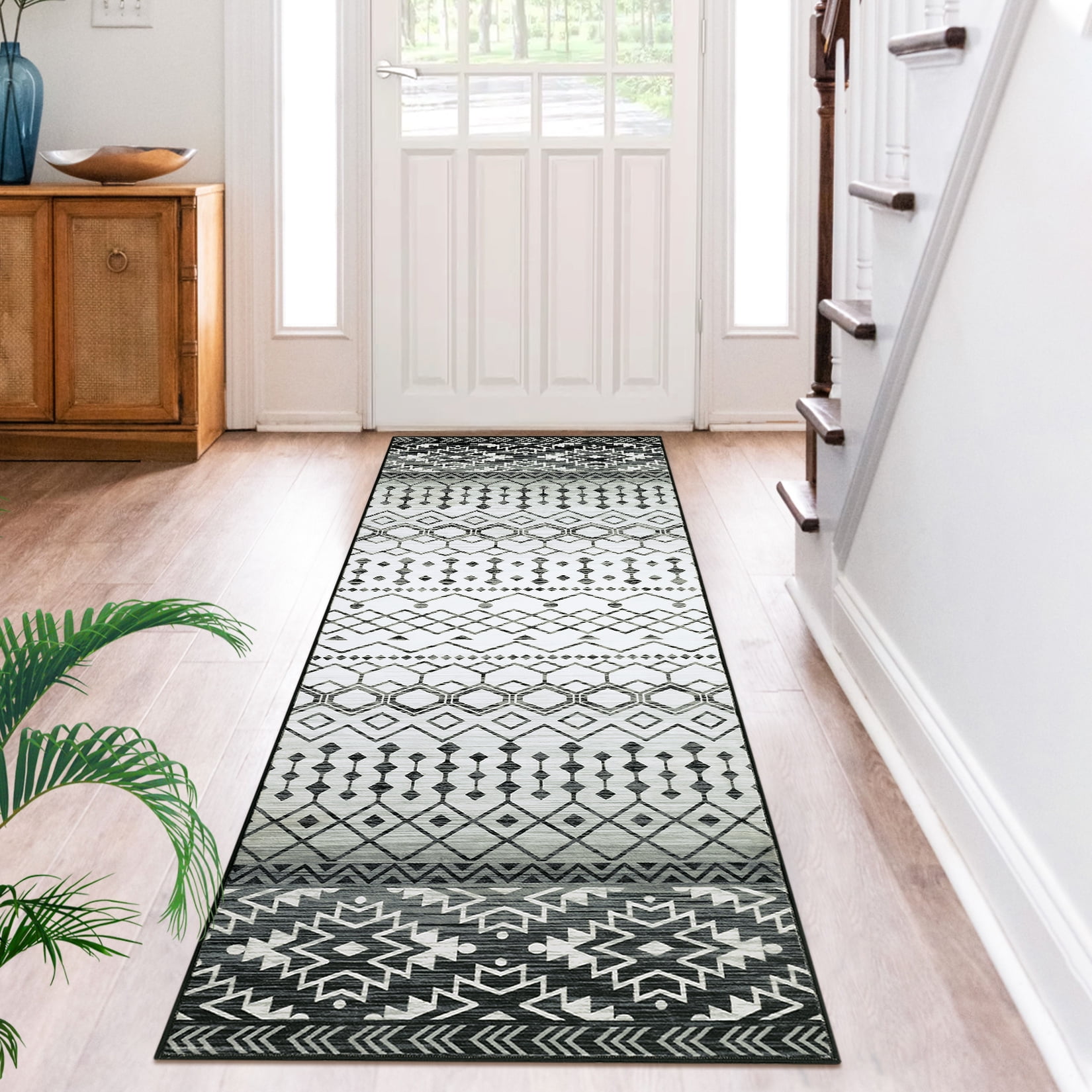 Hasoo 2' x 6' Hallway Runner Rug Indoor Moroccan Geometric Runner Low ...