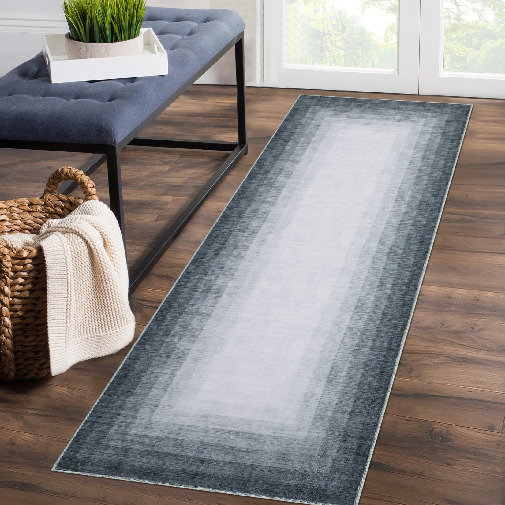 Hasoo 2' x 6' Outdoor Indoor Runner Rugs with Rubber Backing Washable ...