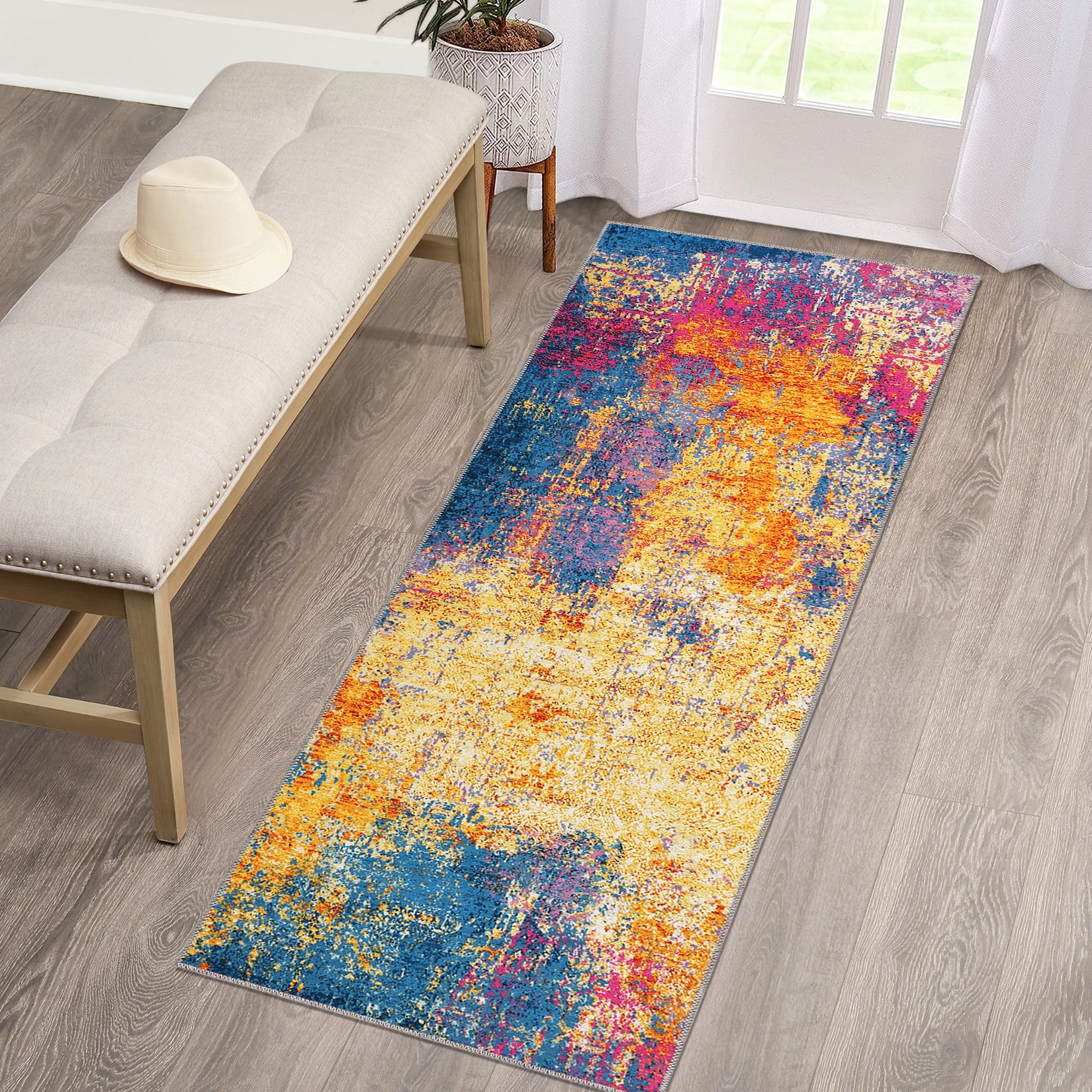 Hasoo 2' x 6' Runner Rug Contemporary Abstract Multi Area Rug for ...