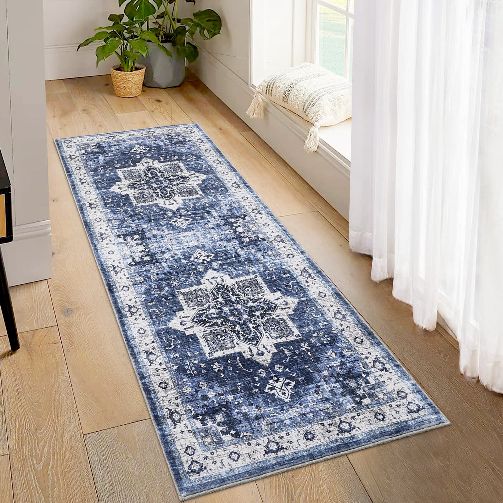 Hasoo 2' x 6' Runner Rug Machine Washable Kitchen Runner Mat Vintage ...