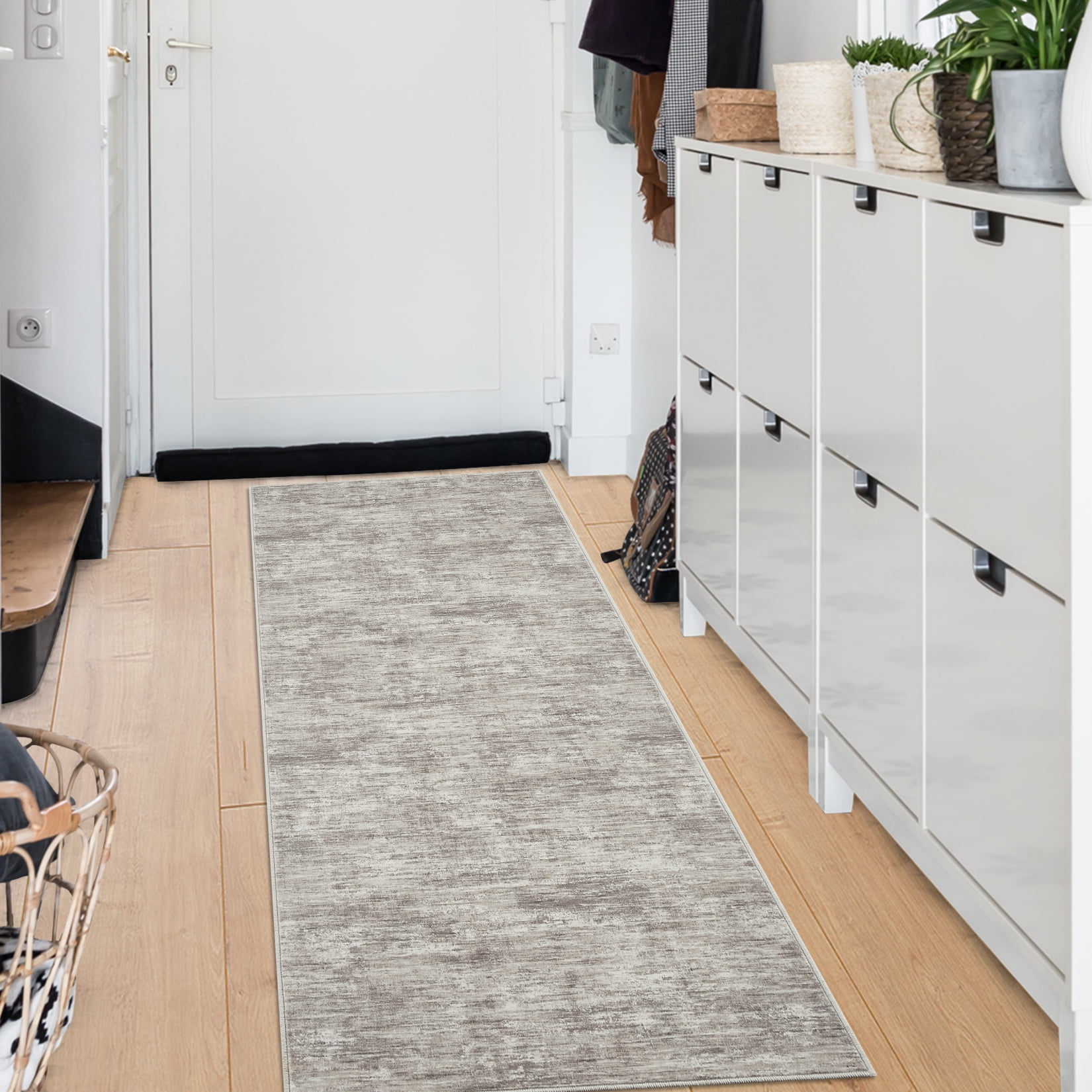 Hasoo 2' x 6' Runner Rug Solid Washable Rugs Runners for Hallways Non ...