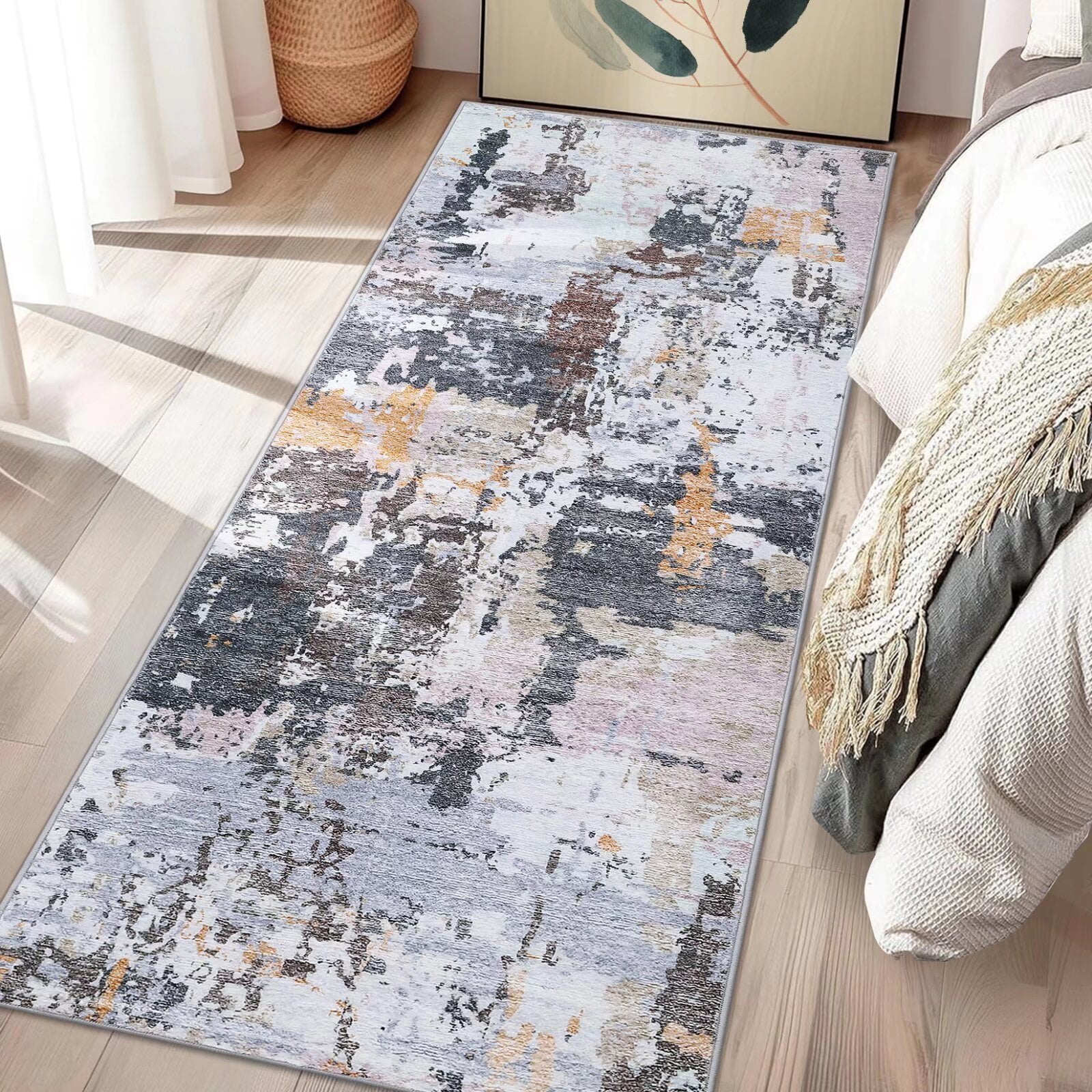 Hasoo 2' x 6' Runner Rugs Washable Soft Abstract Carpet Indoor Runners ...