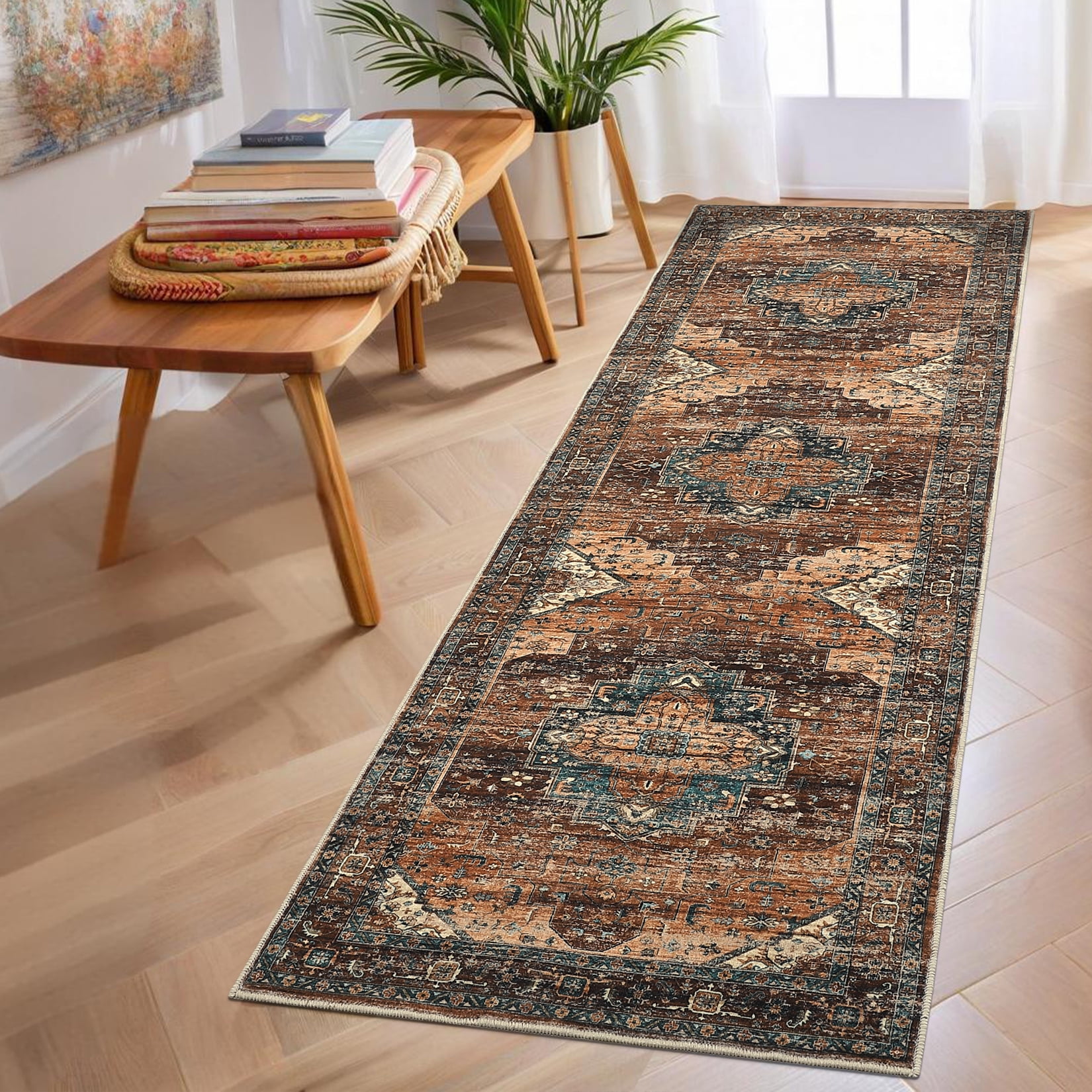 Hasoo 2' x 6' Runner Rugs Washable Soft Vintage Distressed Carpet ...