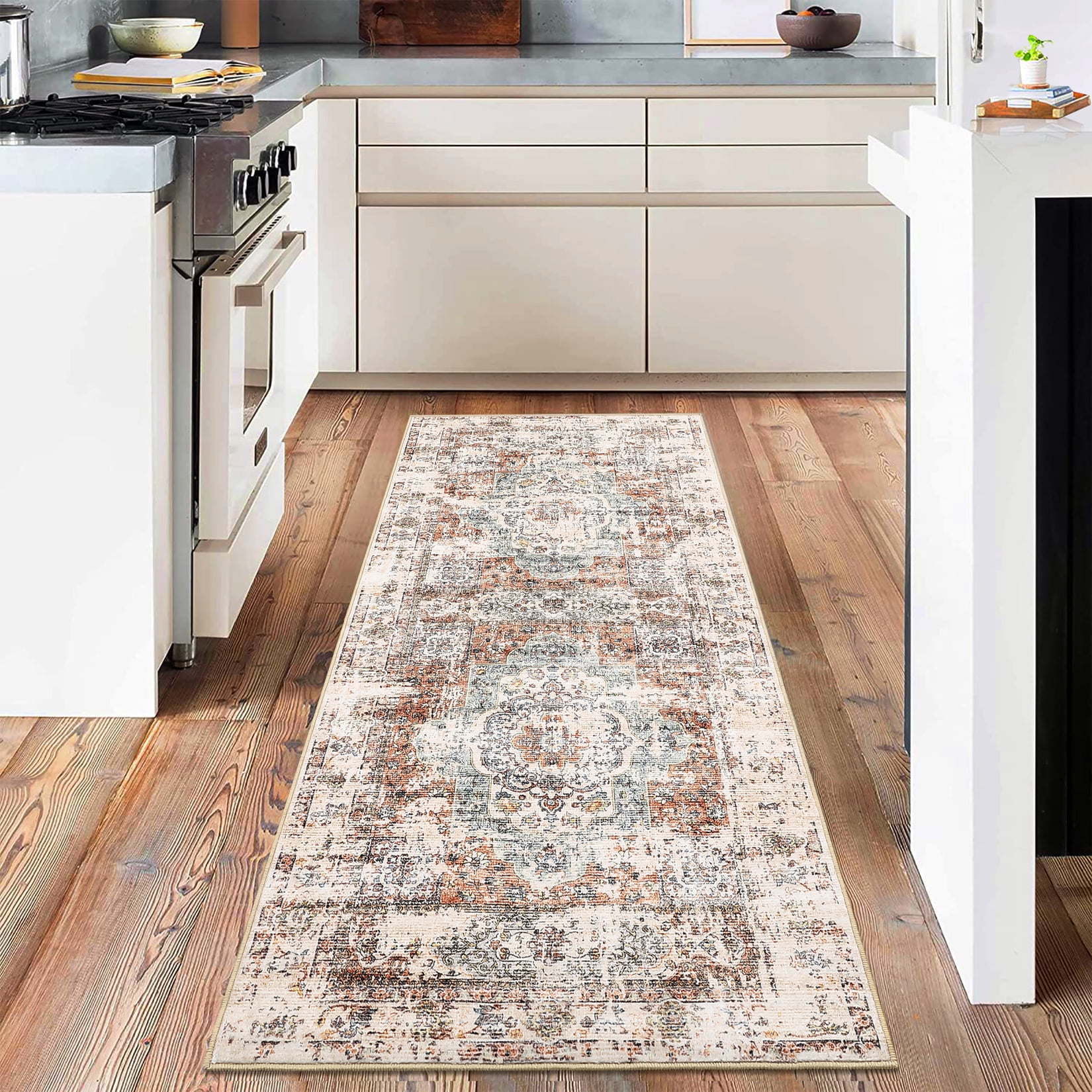 Hasoo 2' x 6' Vintage Runner Rug Persian Medallion Entryway Rug Indoor ...
