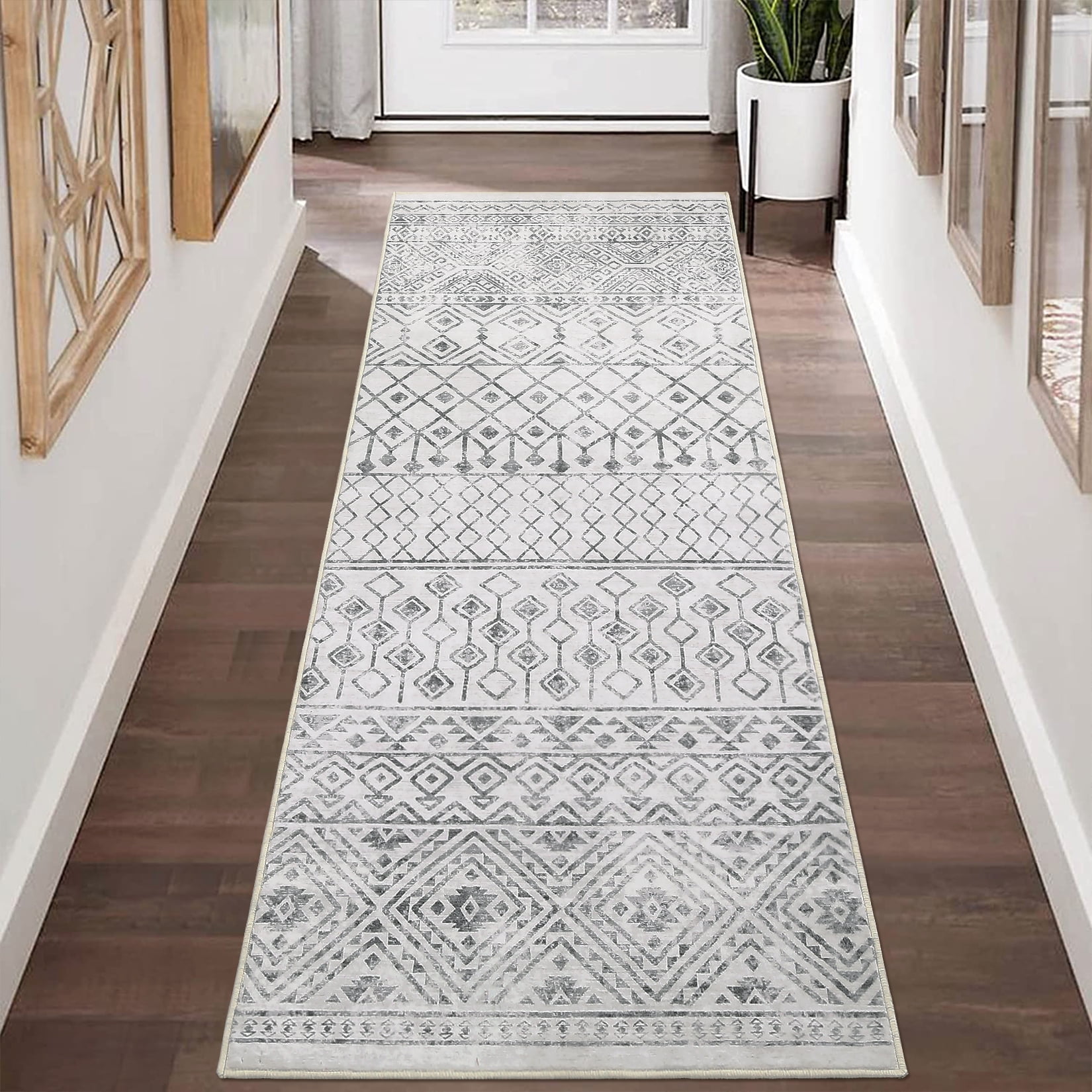 Hasoo 2' x 6' Washable Runner Rug Geometric Runner for Hallway Soft Non ...