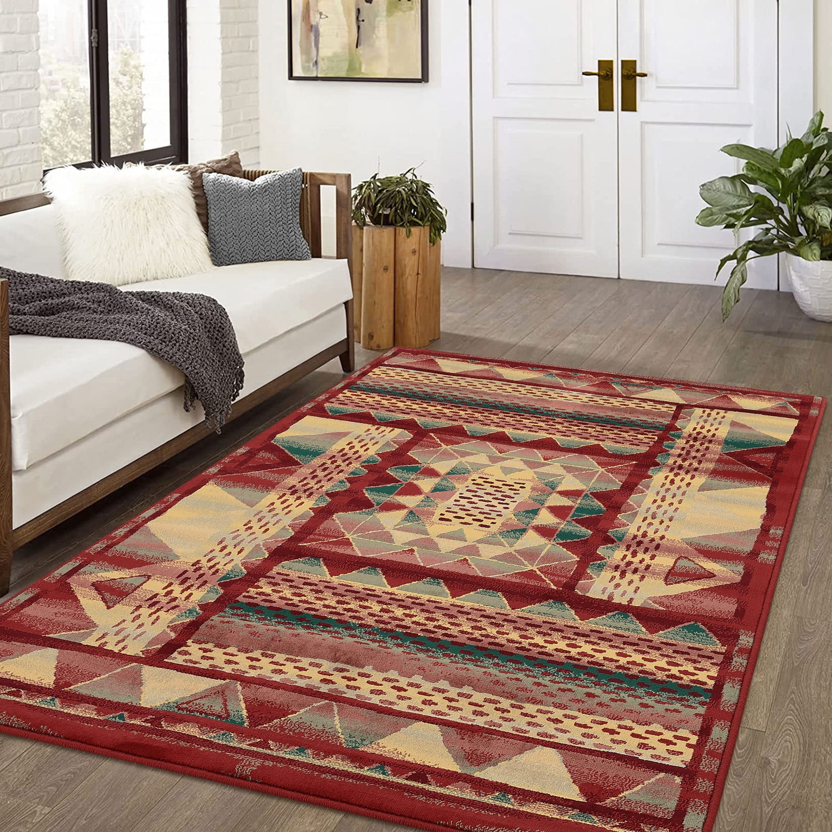 Hasoo 3' x 5' Area Rug Bohemian Geometric Rug Vintage Tribal Distressed ...