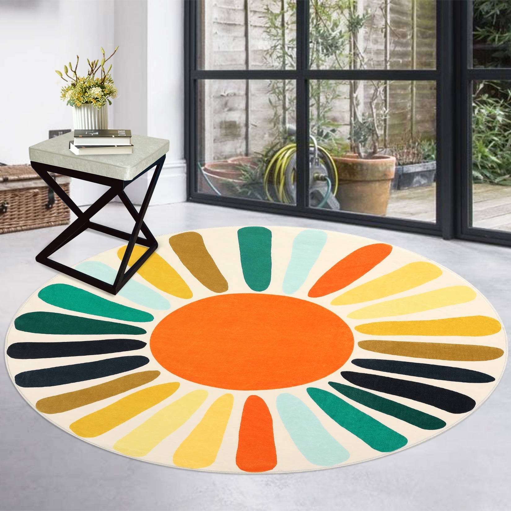 Hasoo 3' x 3' Round Rug Colorful Nursery Rug Washable Circle Area Rug ...